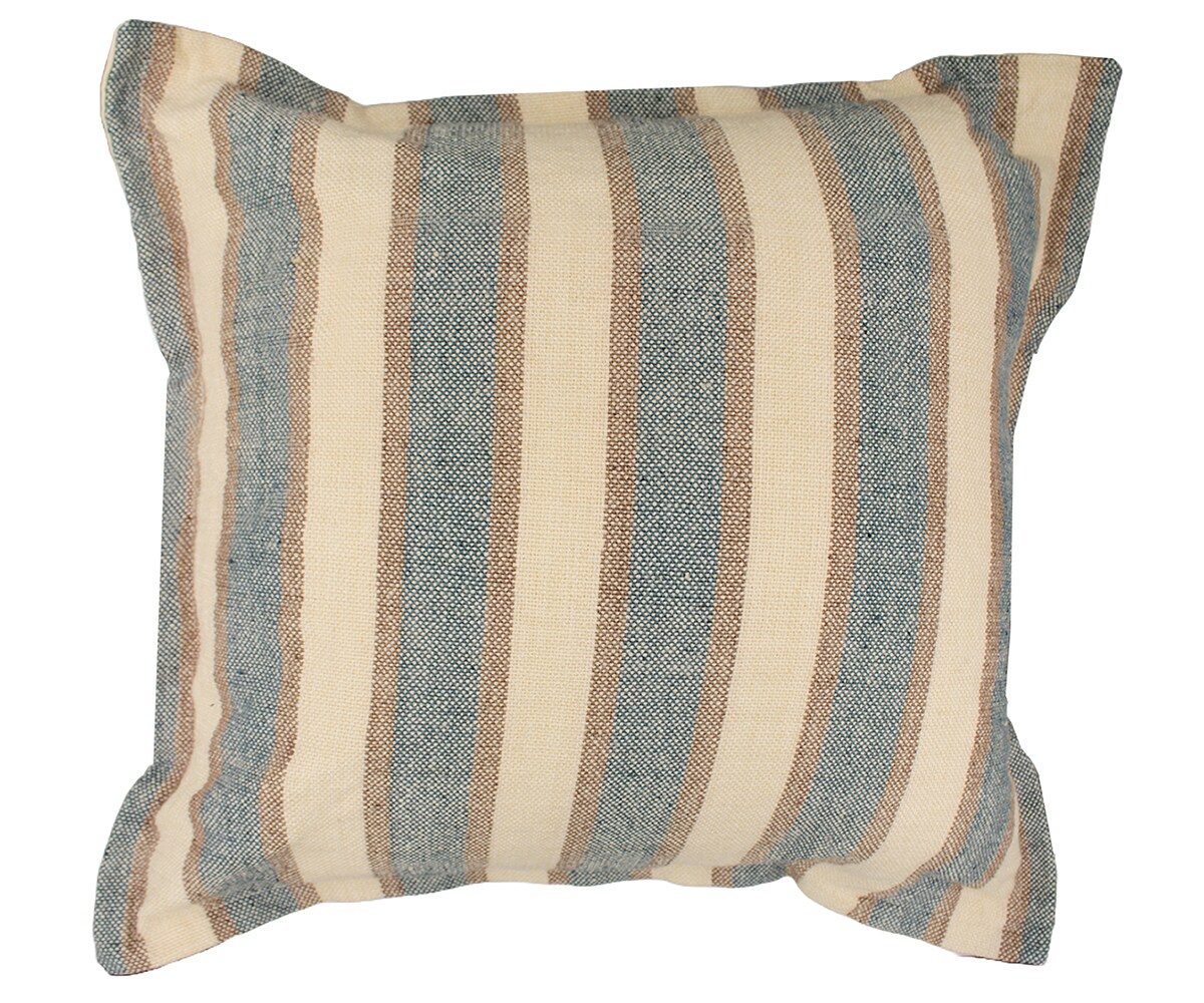 allen + roth Striped Basketweave Blue Stripe Square Throw Pillow in the ...