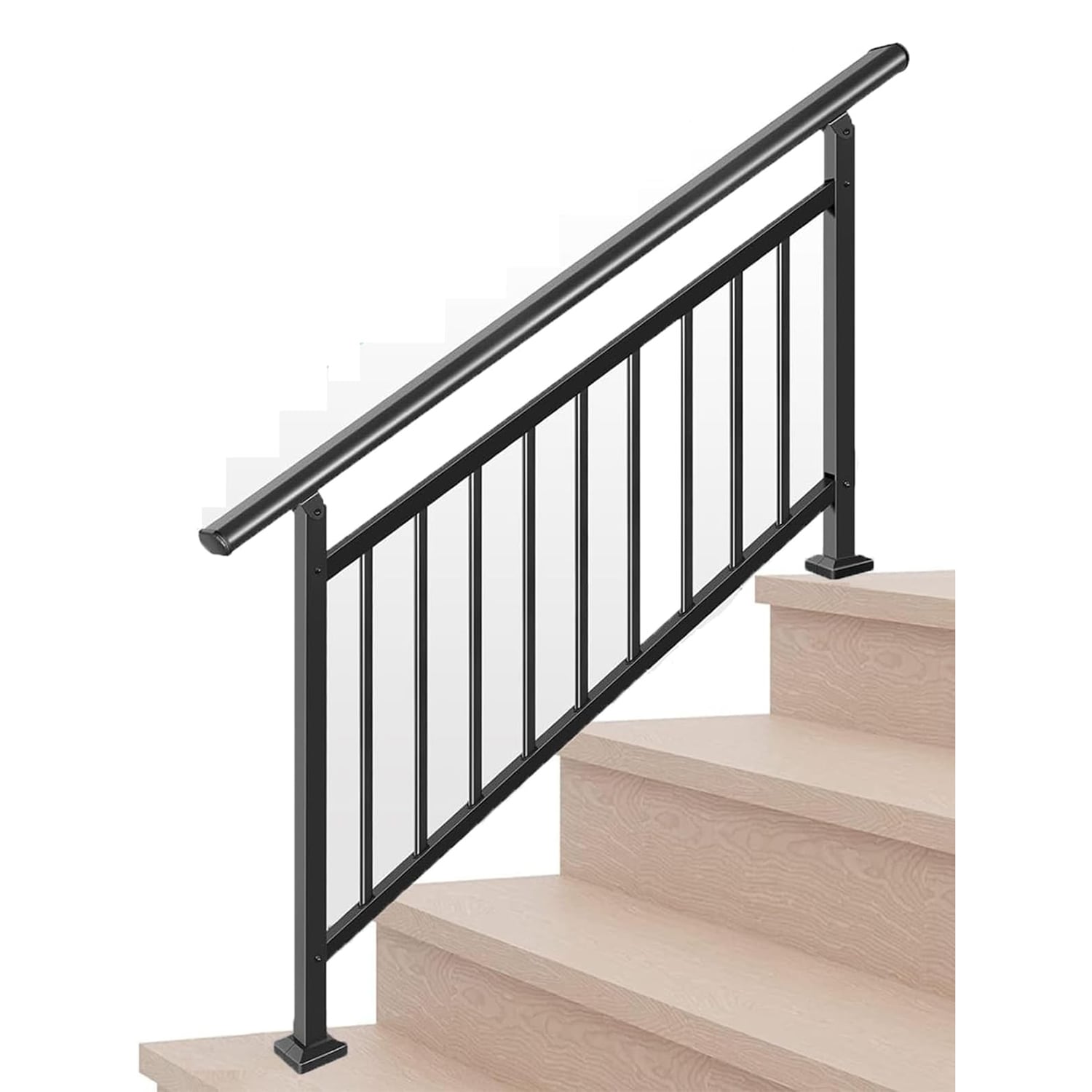 Misopily 1 Kit 4 Step Outdoor Handrail Adjustable Metal Stair Railing ...
