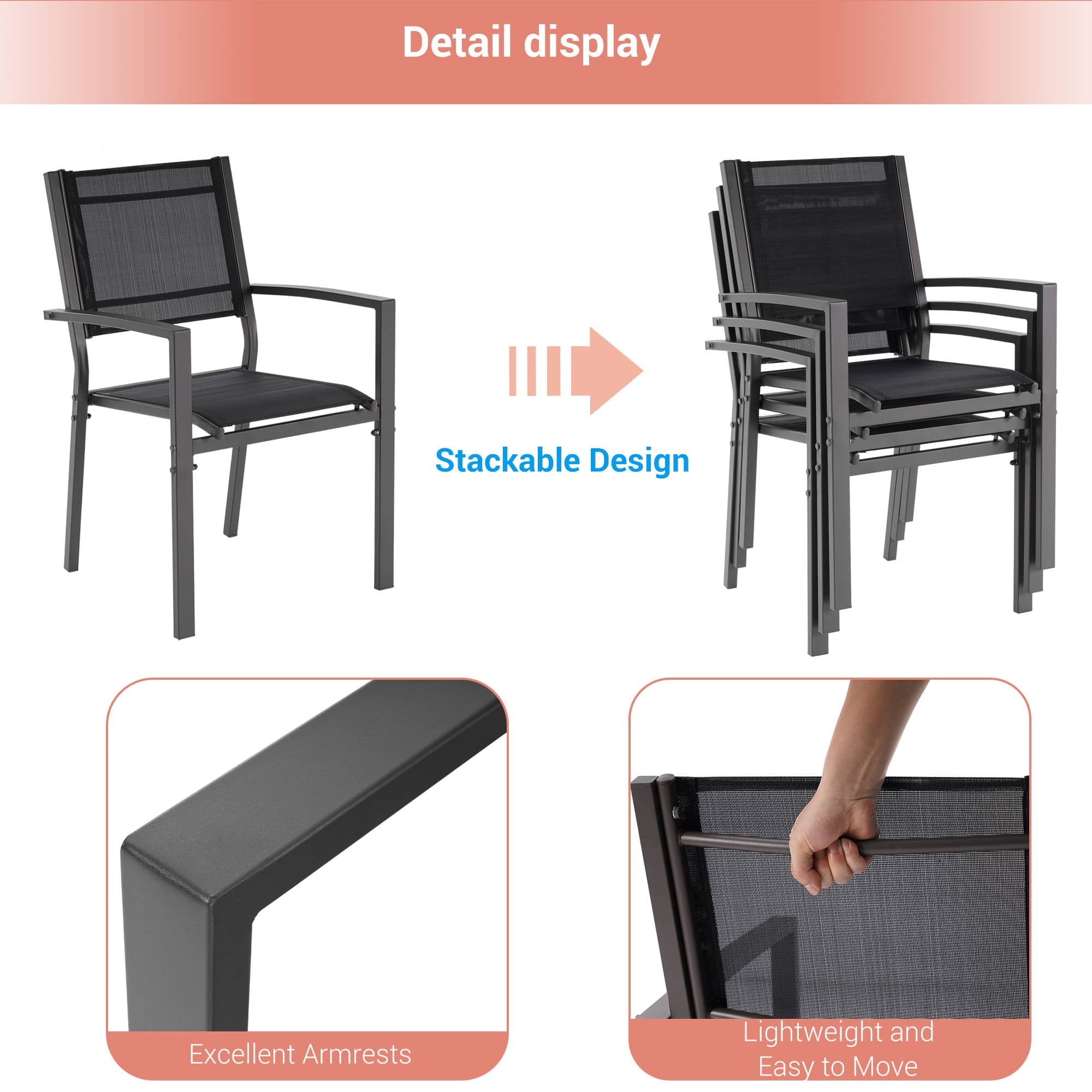 Aok Garden 7 Pcs PVC Coated Polyester Outdoor Dinging Furniture Set ...