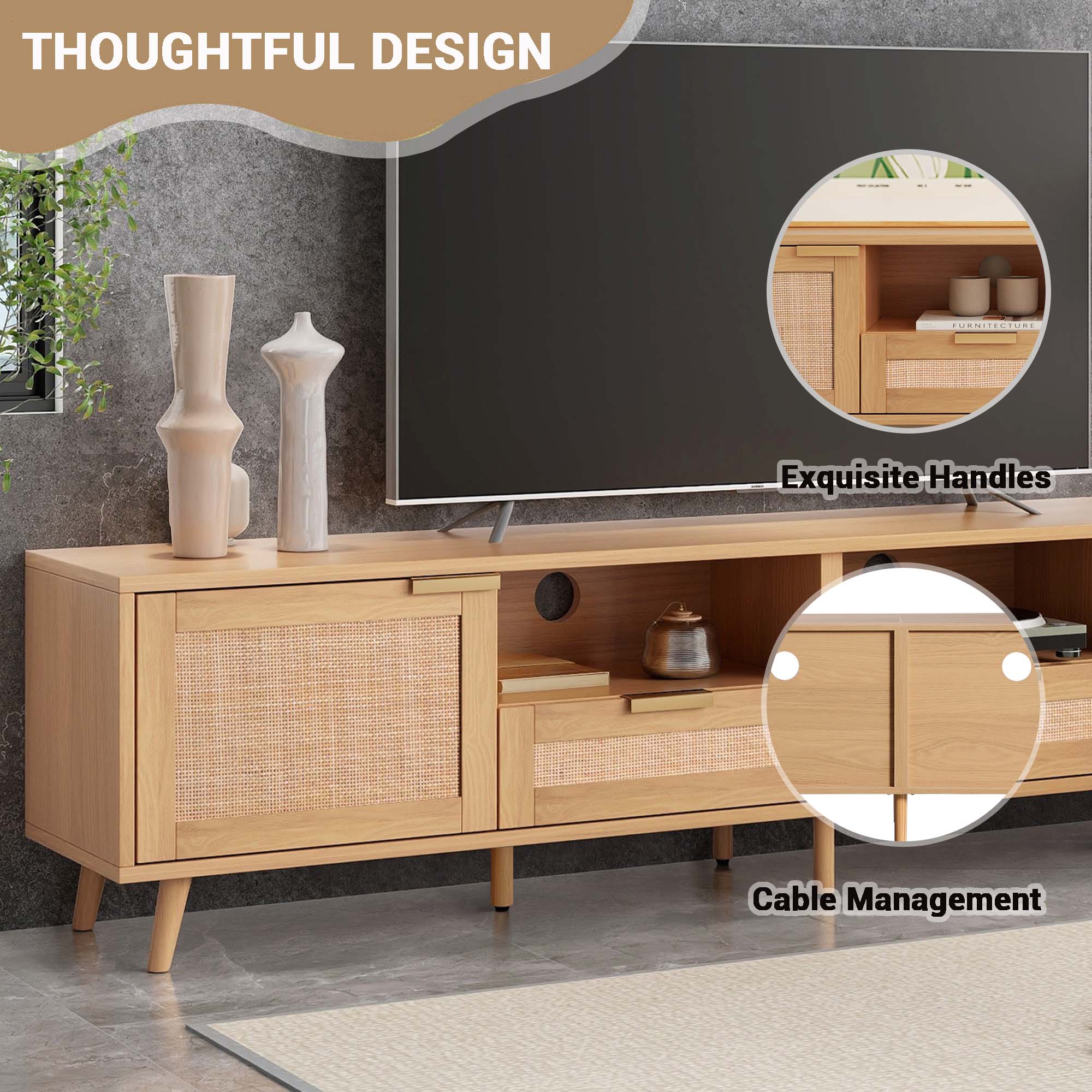 Fun Orange TV Stand Modern/Contemporary Brown 78.74-in W TV cabinet ...