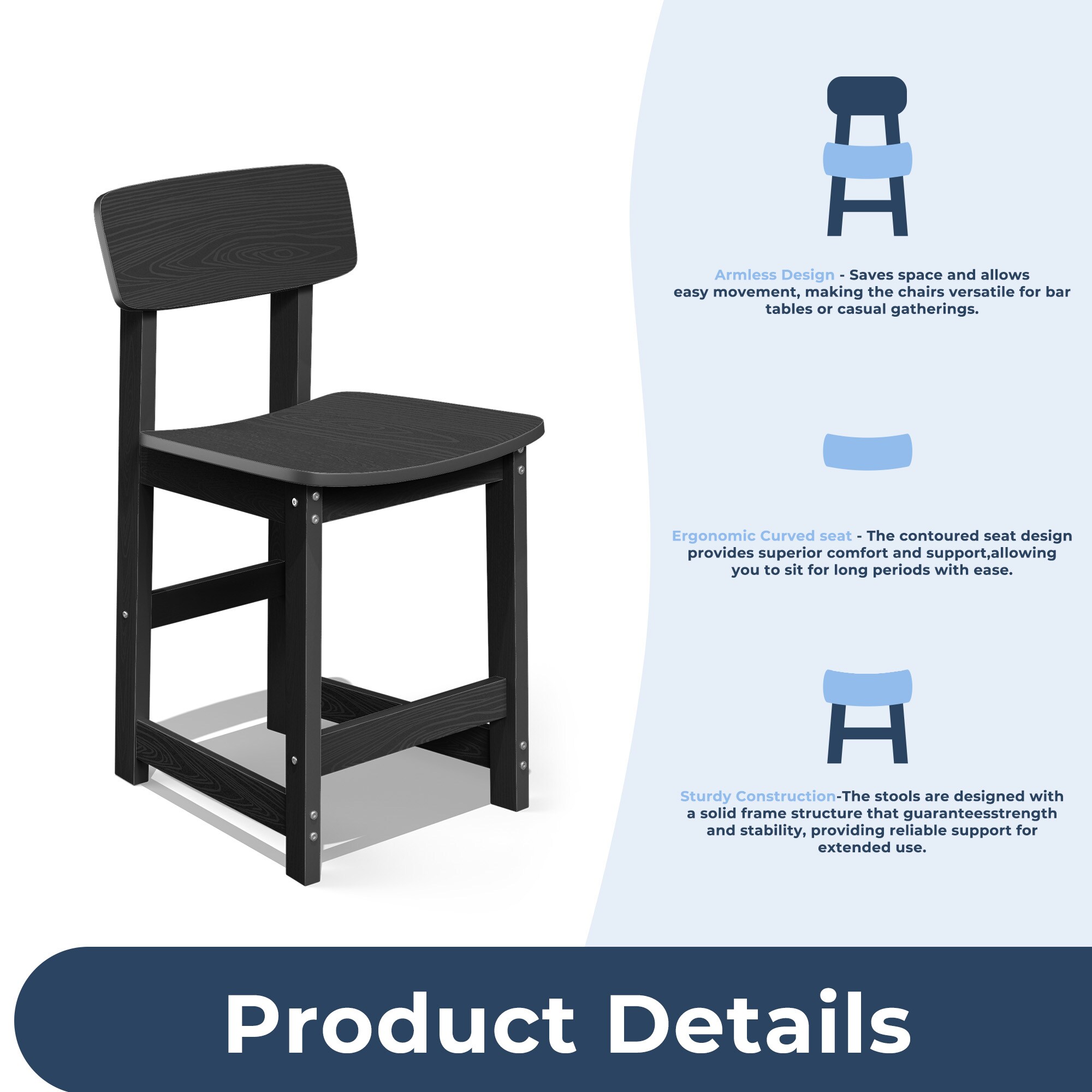 VOUA HDPE Patio High Bar Chairs set of 2 in the Patio Chairs department ...