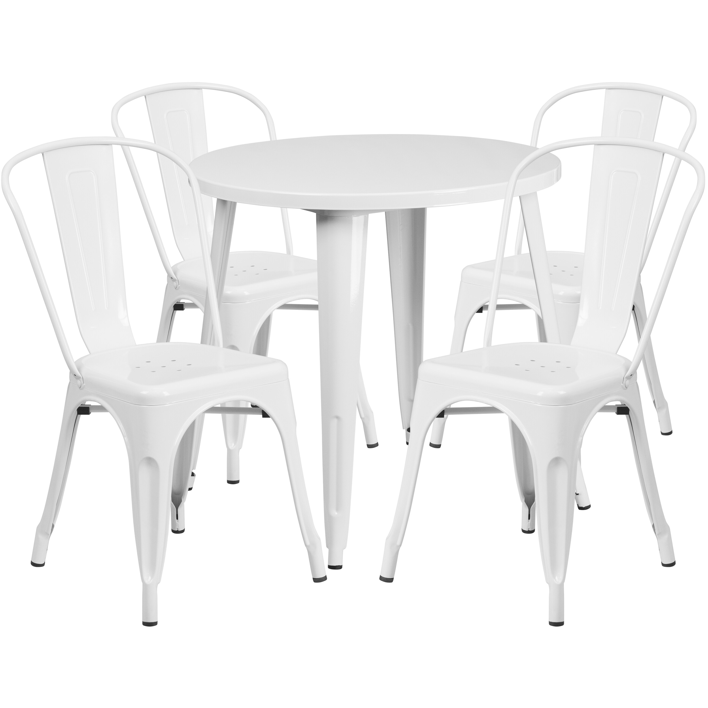Emma + Oliver Commercial 30-in Round White Metal Indoor-Outdoor Table ...