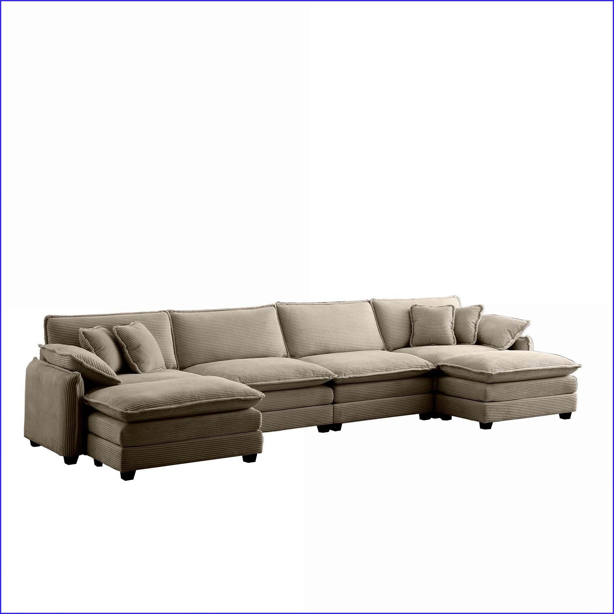 Watnature Sofas Couches Modern U-Shape 4-Seater Corduroy Sofa with ...