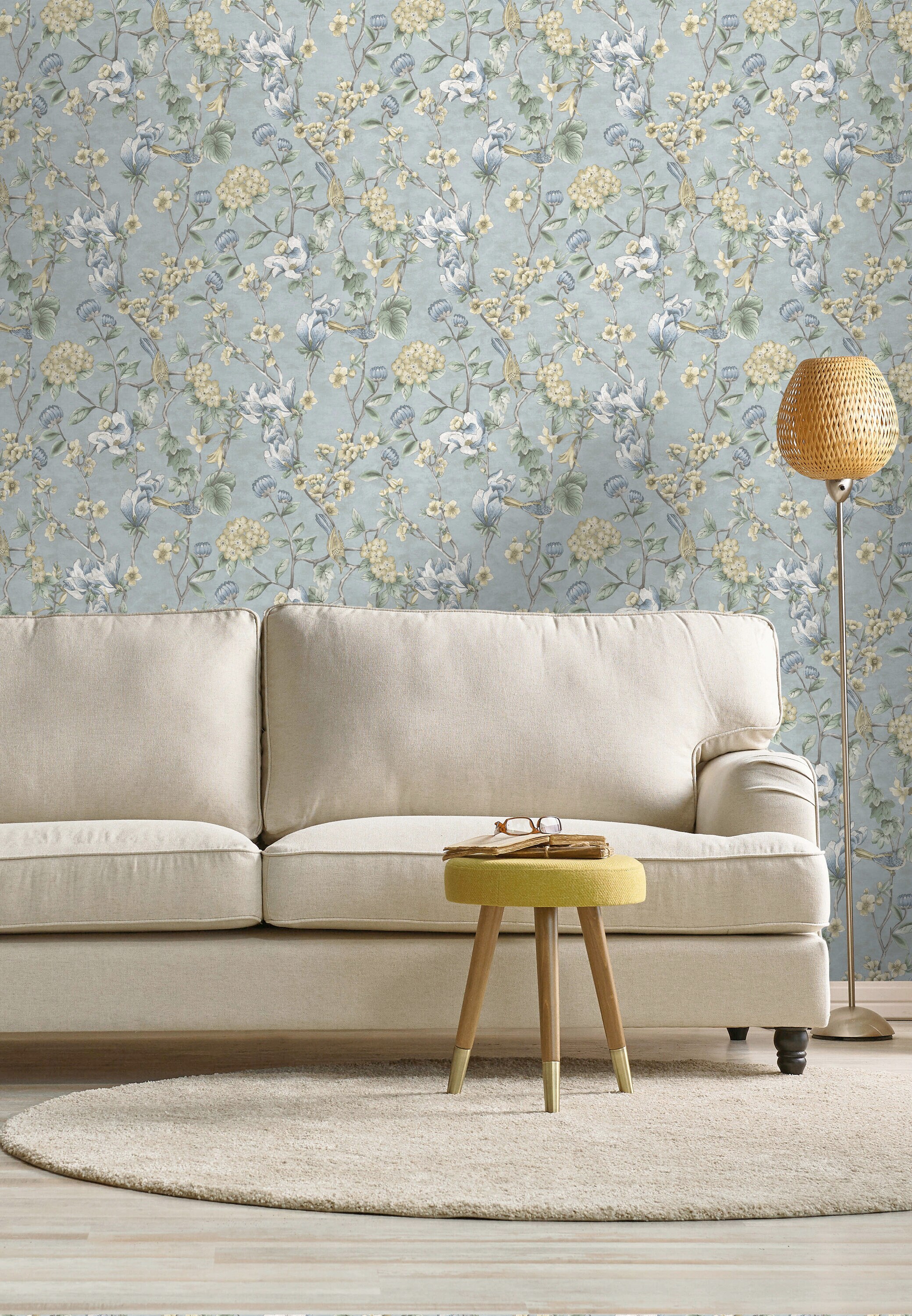 HOLDEN 56-sq ft Blue Paper Trail Unpasted Wallpaper 13602 at Lowes.com