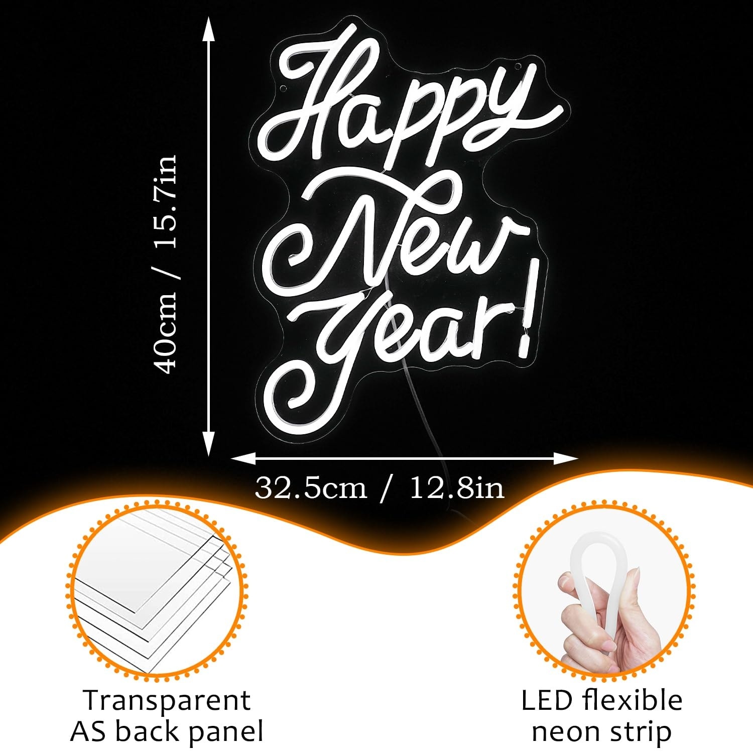 Lukvuzo Happy New Year Neon Sign LED Light for Wall Decor USB Powered ...