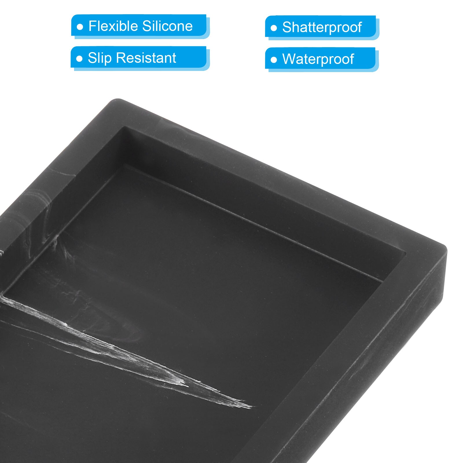 PATIKIL Silicone Bathroom Tray 8x4x1 Inch Soap Dispenser Tray Jewelry ...