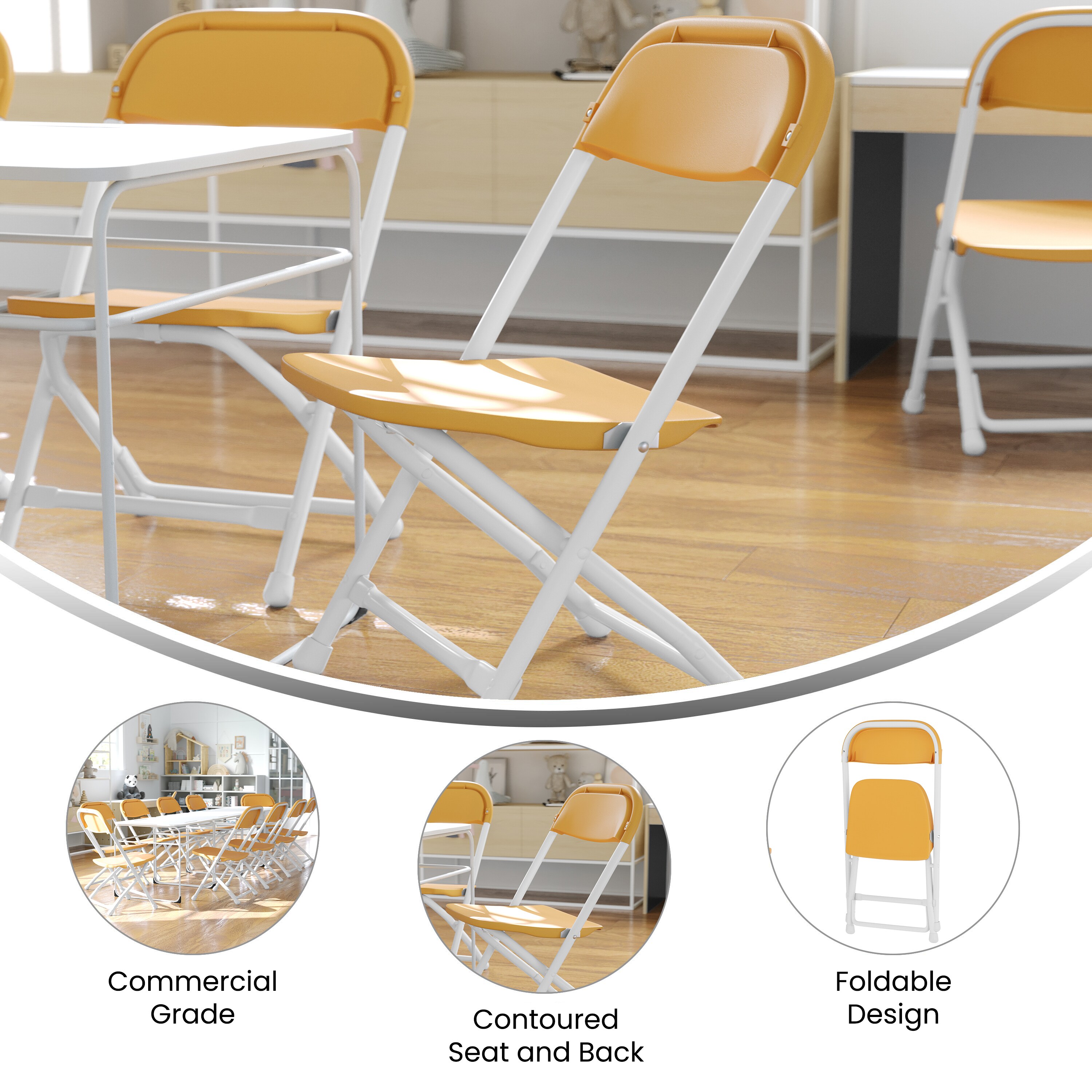 Emma + Oliver 10 Pk. Kids Yellow Plastic Folding Chair in the Kids ...