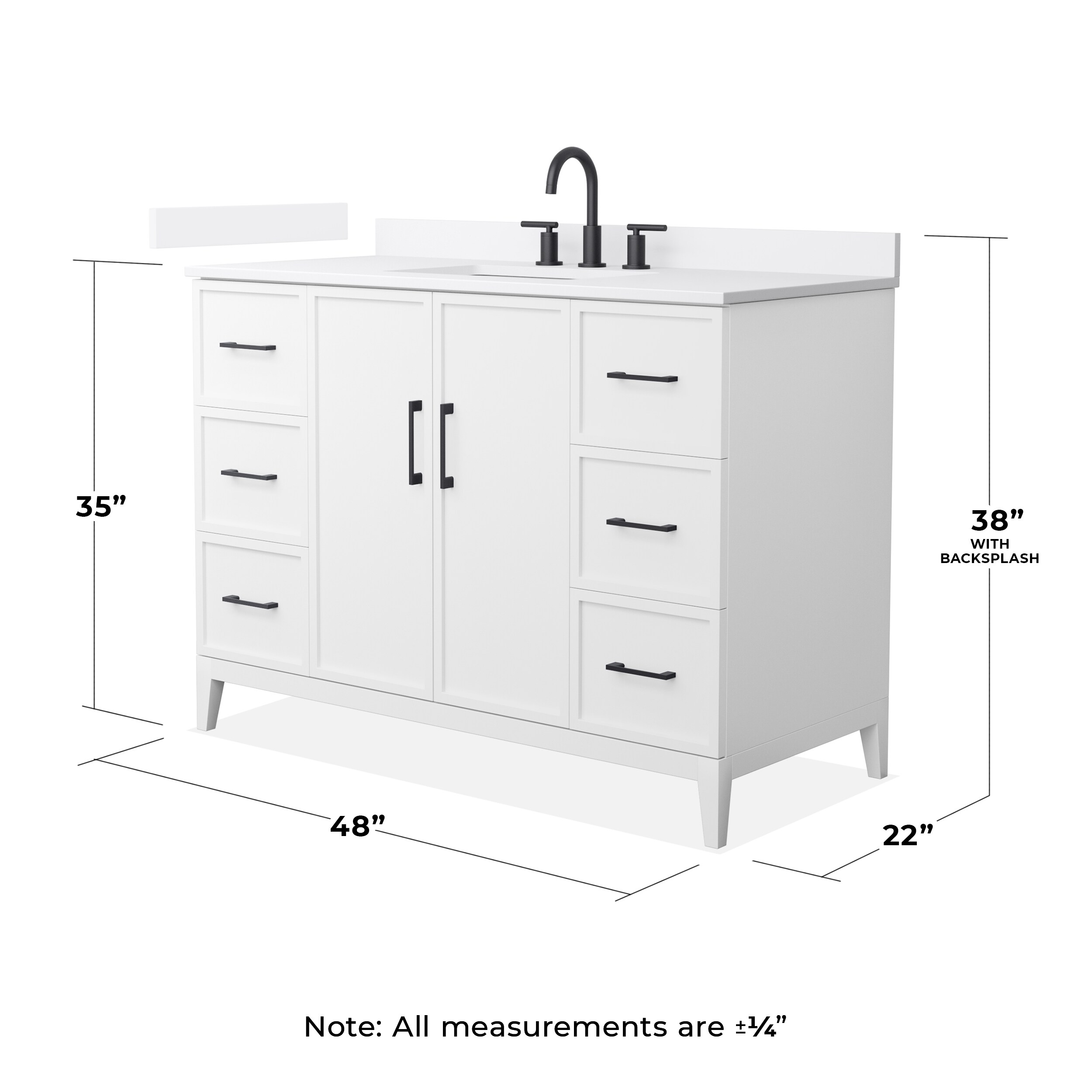 Wyndham Collection Elan 48-in White with Matte Black Trim Undermount ...