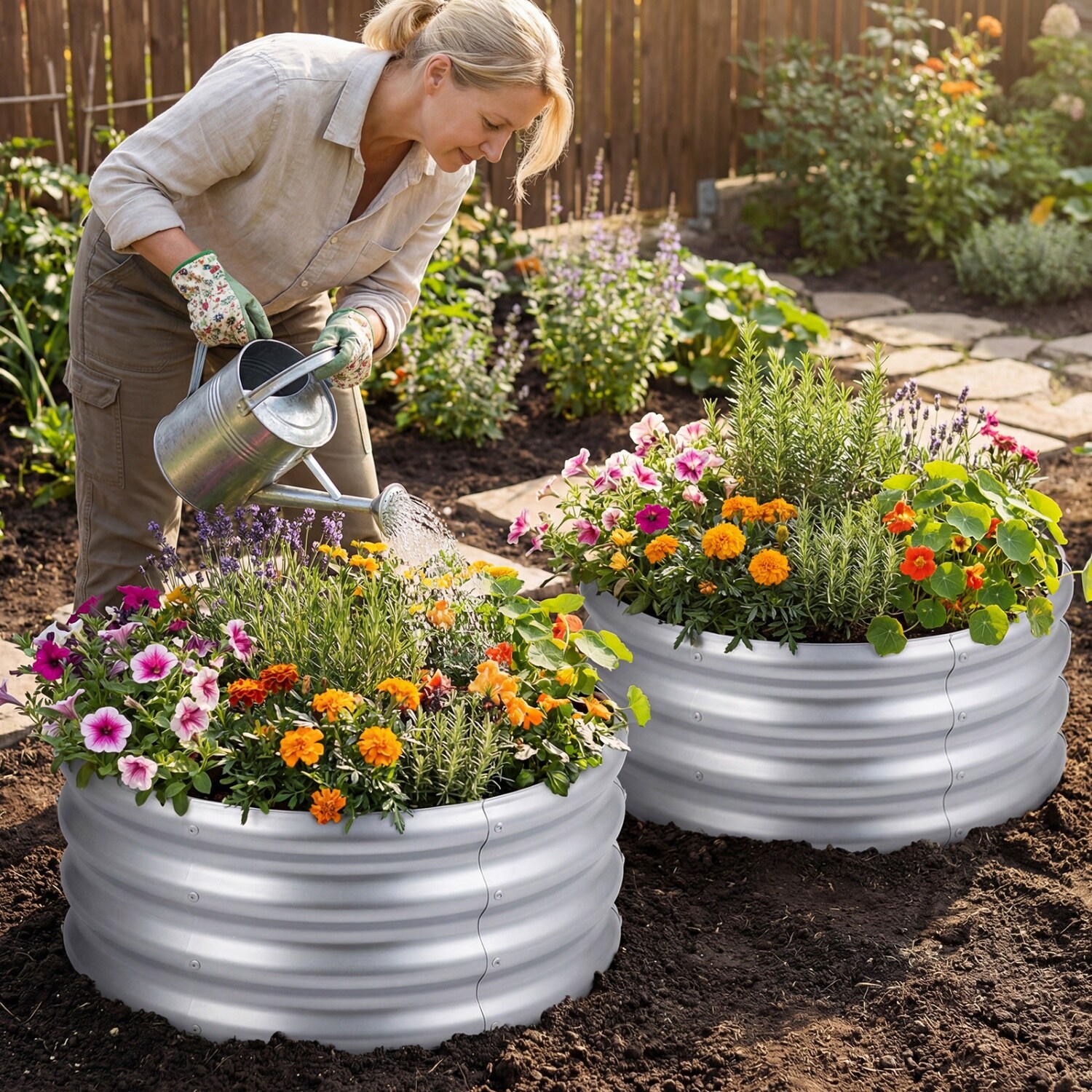 Volenca 24-in W x 11.5-in H Round Galvanized Steel Raised Garden Bed ...