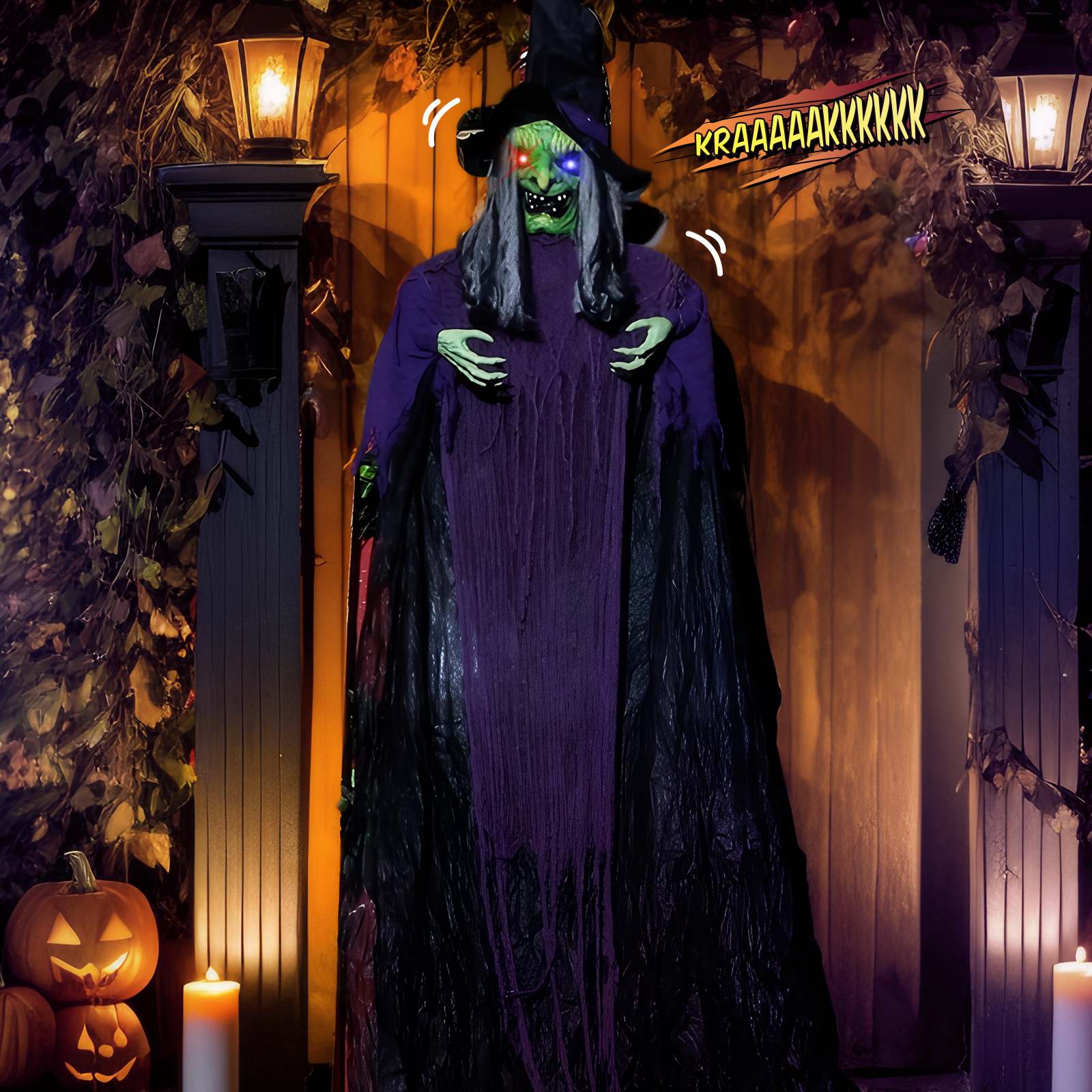 Yescom 11.8-FT Life Size Hanging Witch Talking Halloween Hanging ...
