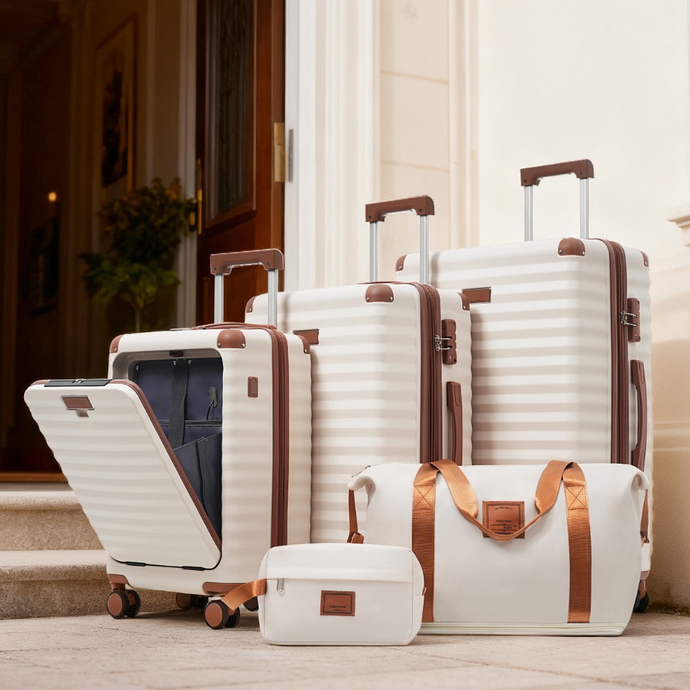 Wooakway 5 Piece Hardside Luggage Sets Expandable Carry On Suitcase ...