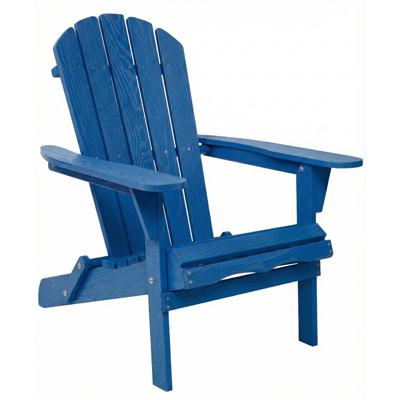 Poinic Navy Blue Wood Frame Stationary Adirondack Chair with Slat Seat ...