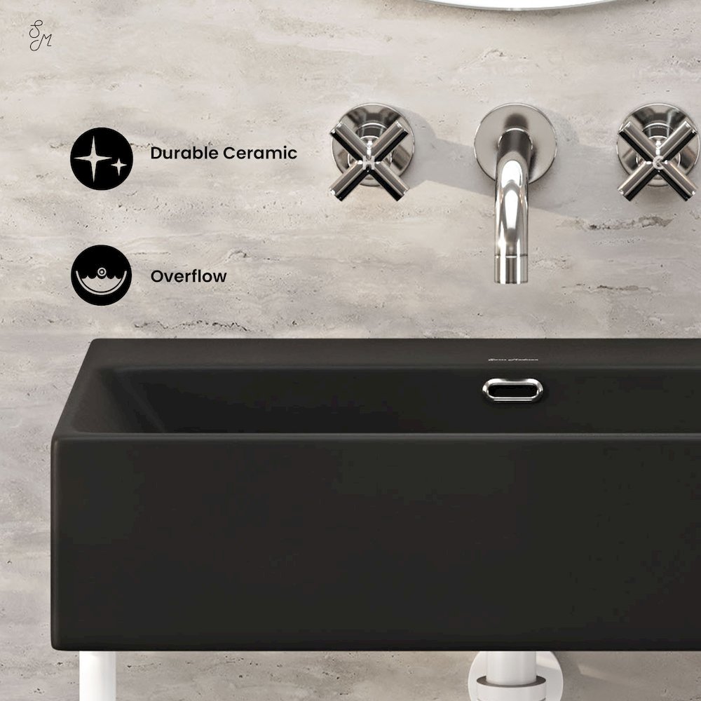 Swiss Madison Claire 24 Rectangle Matte Black Zero Hole Console Sink ...