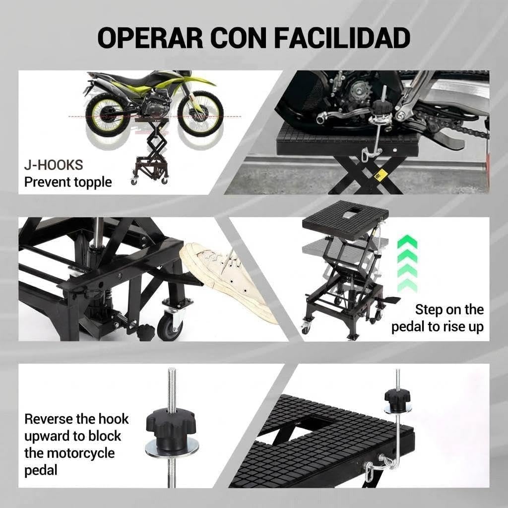 Garvee Hydraulic Motorcycle Lift Table 350 LBS Capacity Foot Operated ...