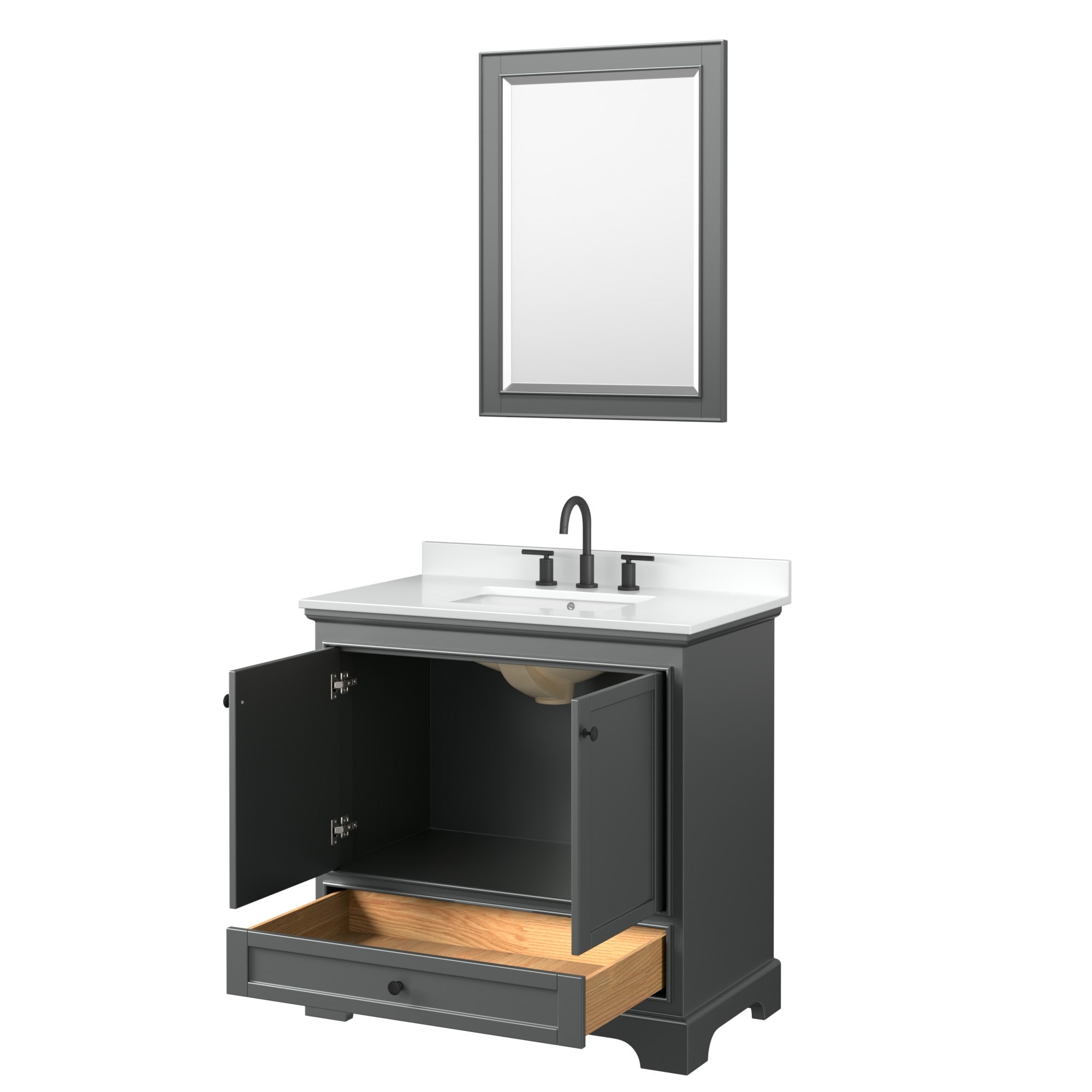 Wyndham Collection Deborah 36-in Dark Gray with Matte Black Trim ...