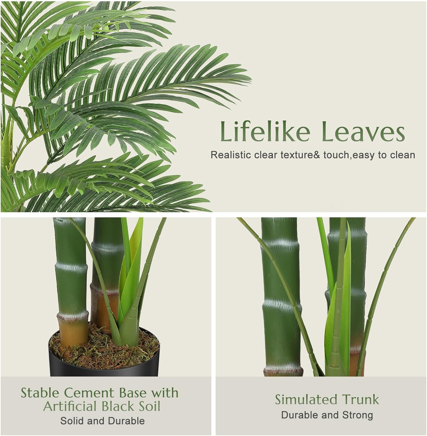 Garvee Golden Cane Palm Artificial Tree Pe Material and Uv Resistant ...