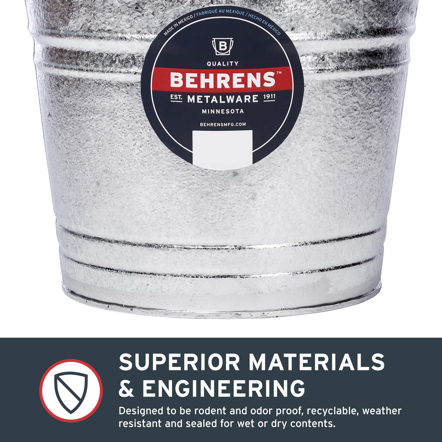 Behrens 12-Quart Hot-Dipped Galvanized Steel Utility Pail for Home and ...