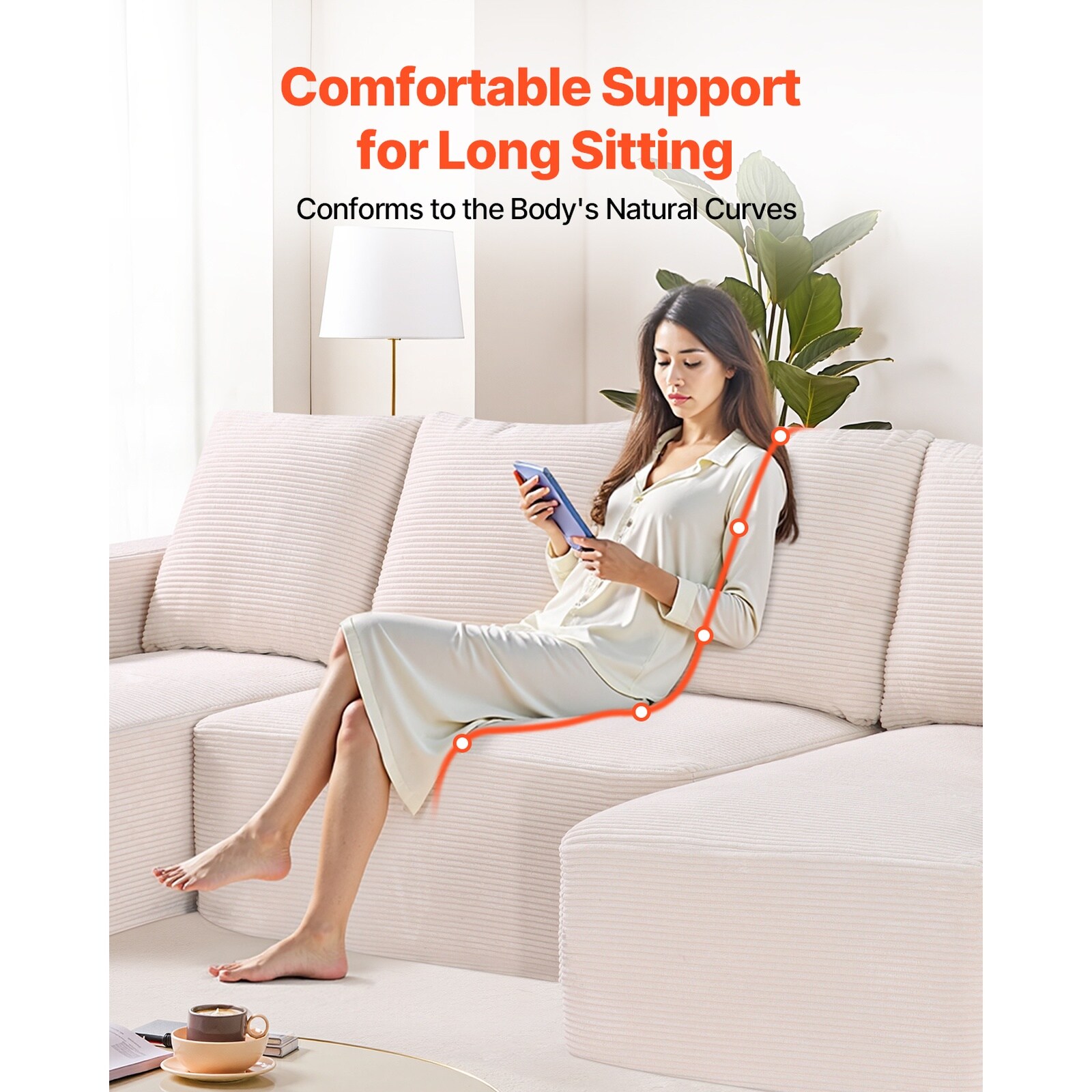 GIVIMO U-Shaped Modular Sectional Sofa with Chaise Corduroy Cloud ...