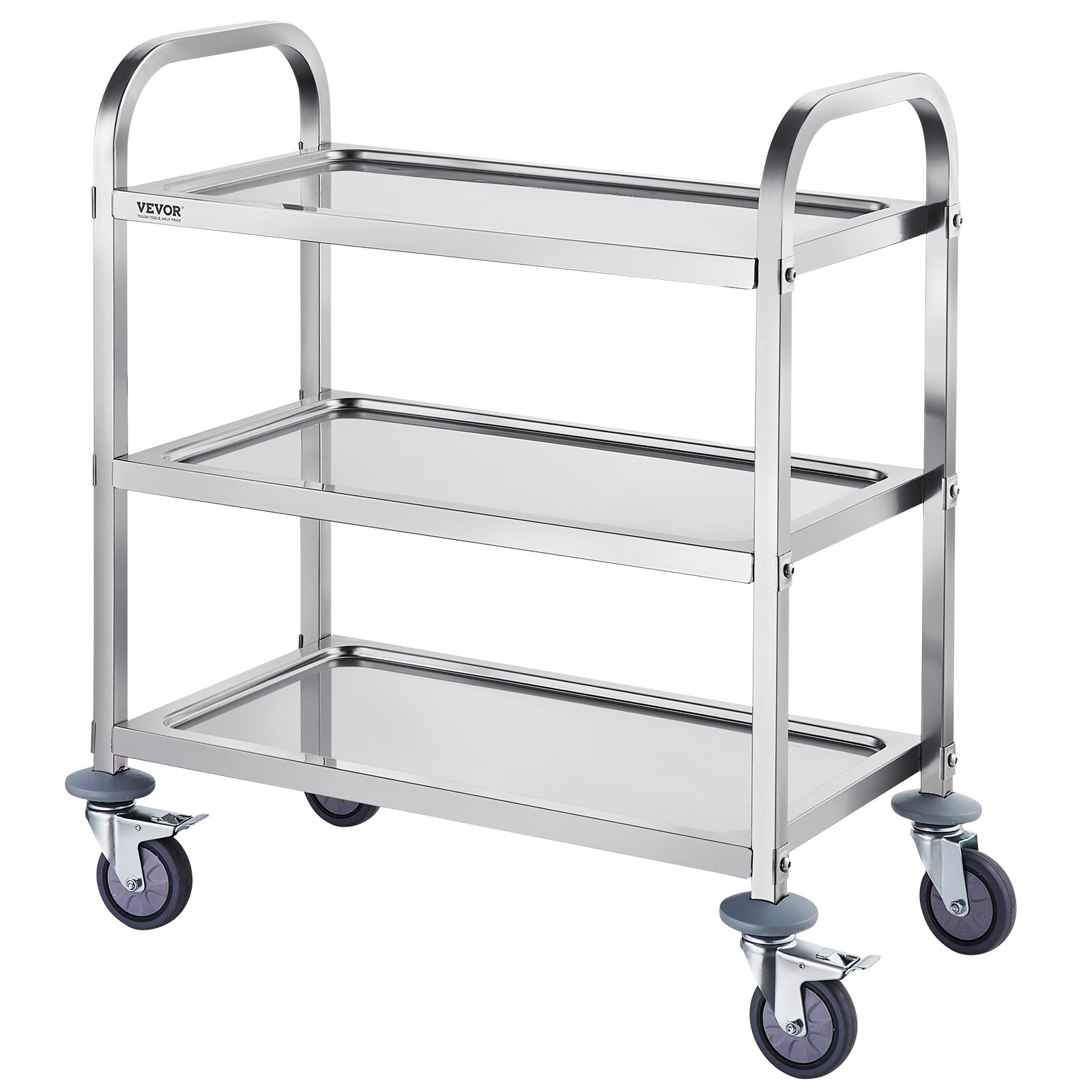 LUXEYARD Stainless Steel Cart 3 Layers Lab Utility Cart 400lbs Capacity ...