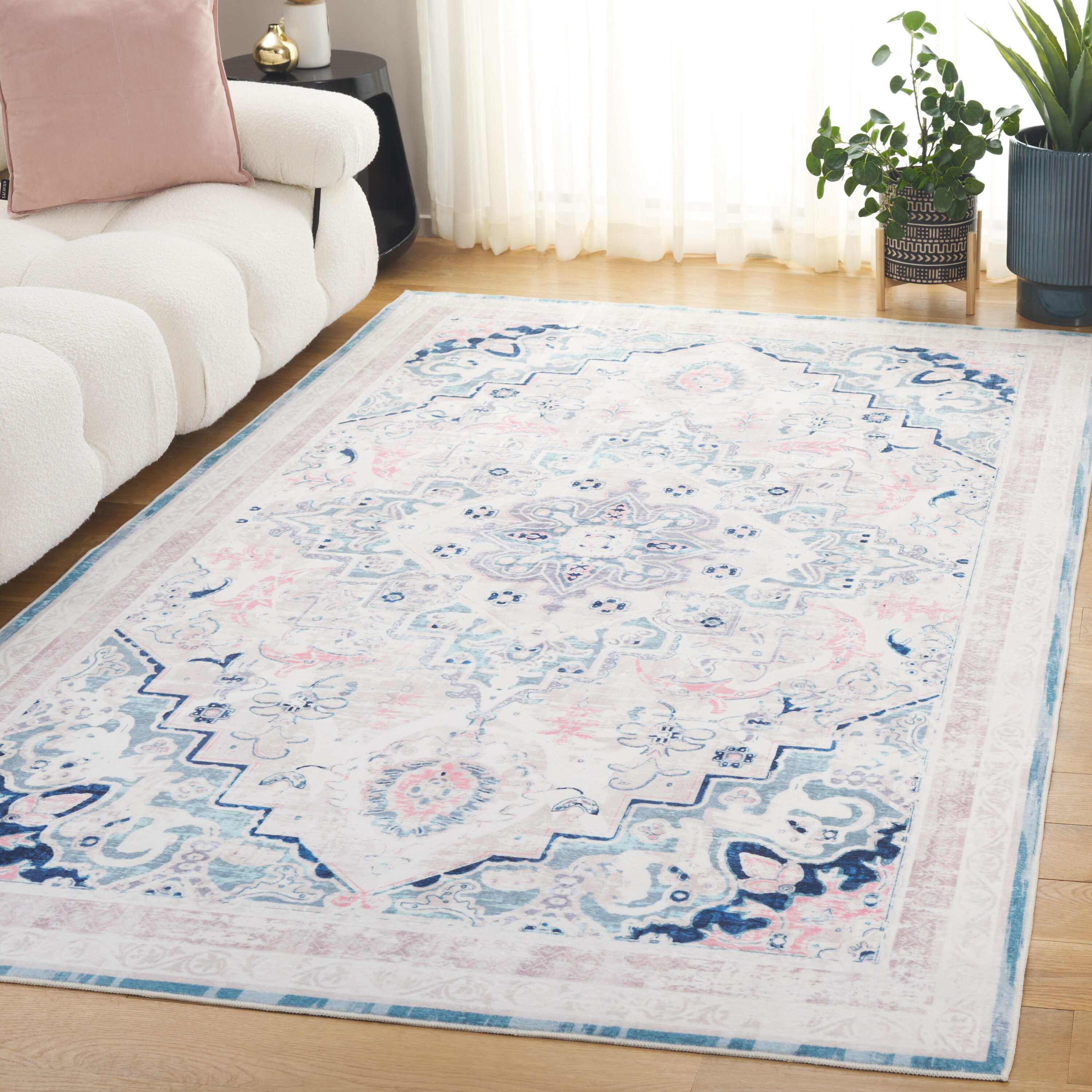 Safavieh Arizona 324A Ivory Aqua 5ft x 8ft Traditional Rug in the Rugs ...