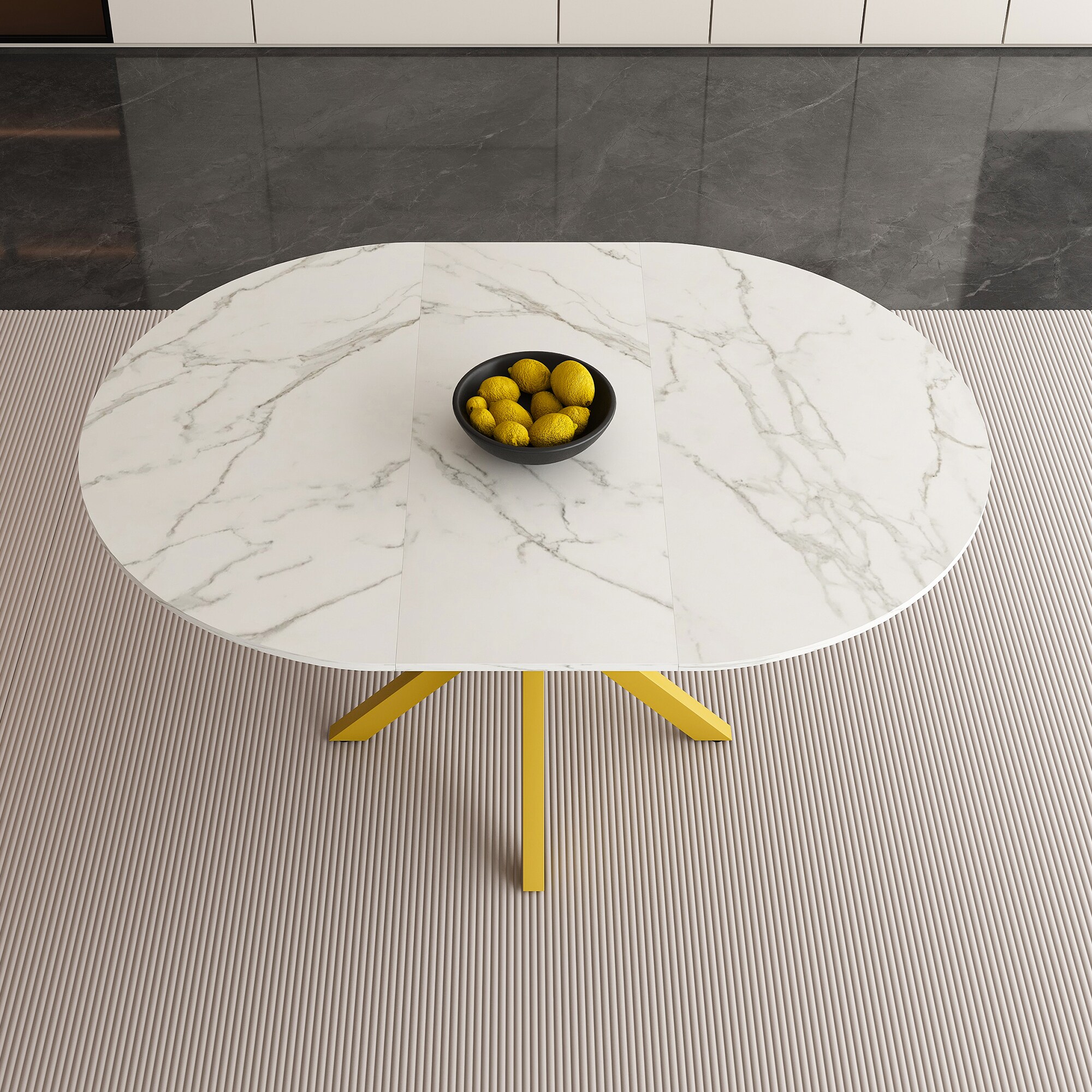 LUXEYARD Modern and simple round dining table with extendable blades ...