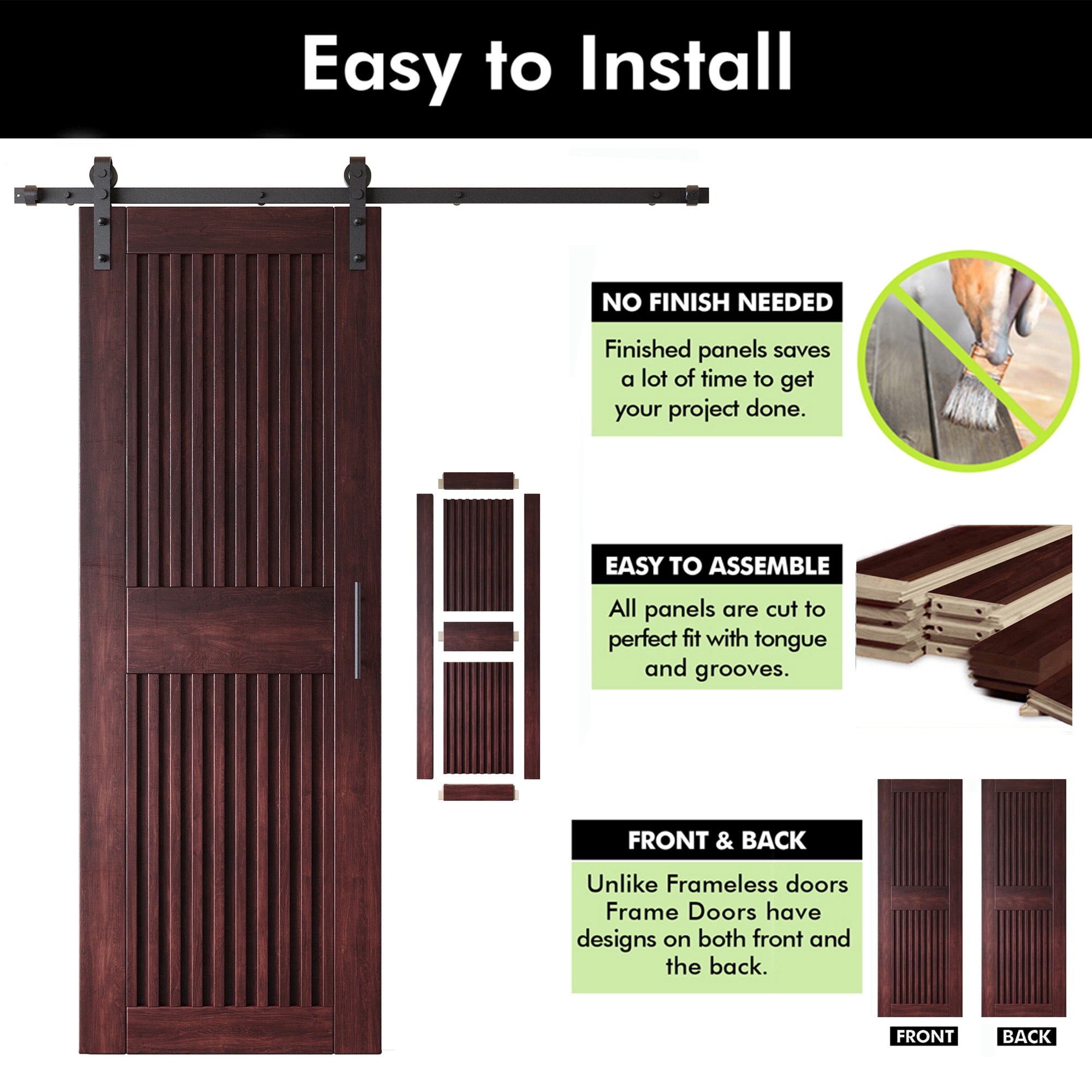 HOMACER 36-in x 84-in Red Mahogany Pine Wood Solid core Single Barn ...