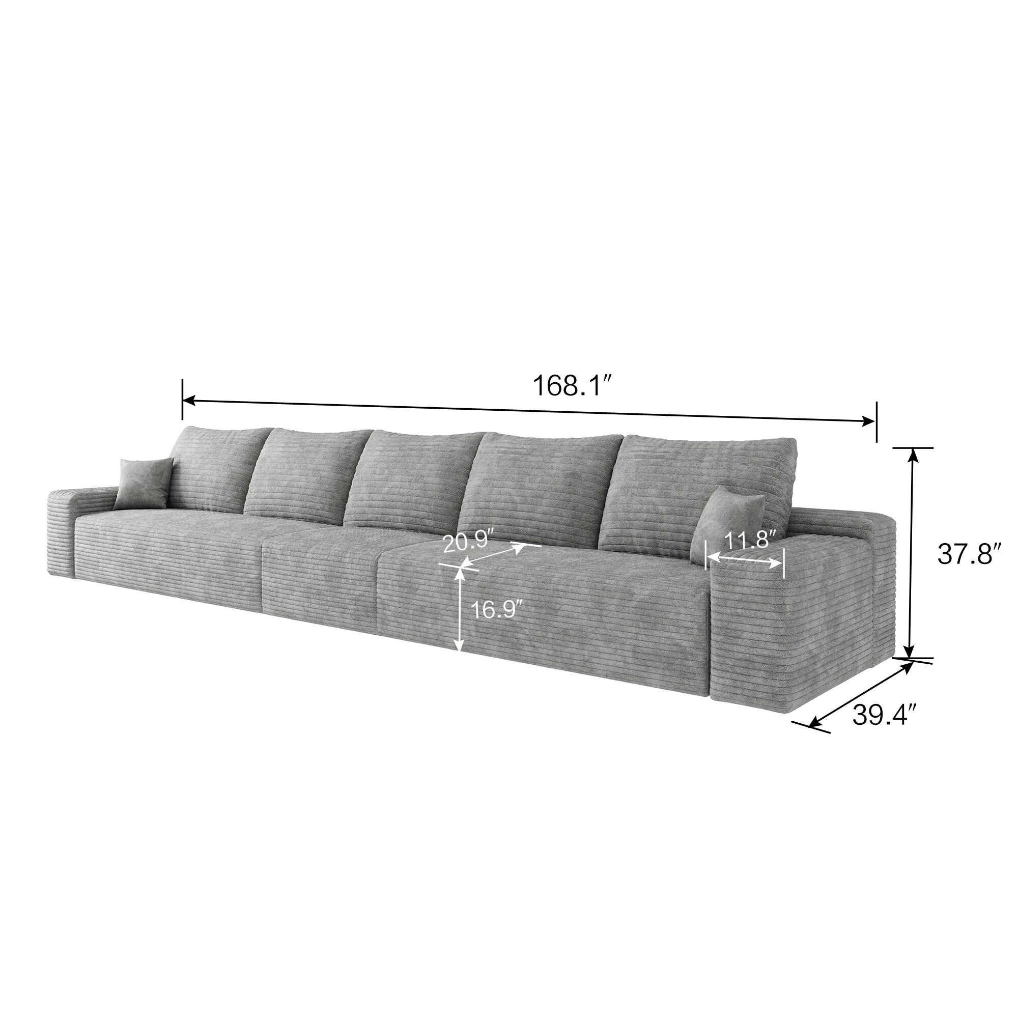 168-in W Casual Gray 6-seater Sectional with Slipcover in the Couches ...