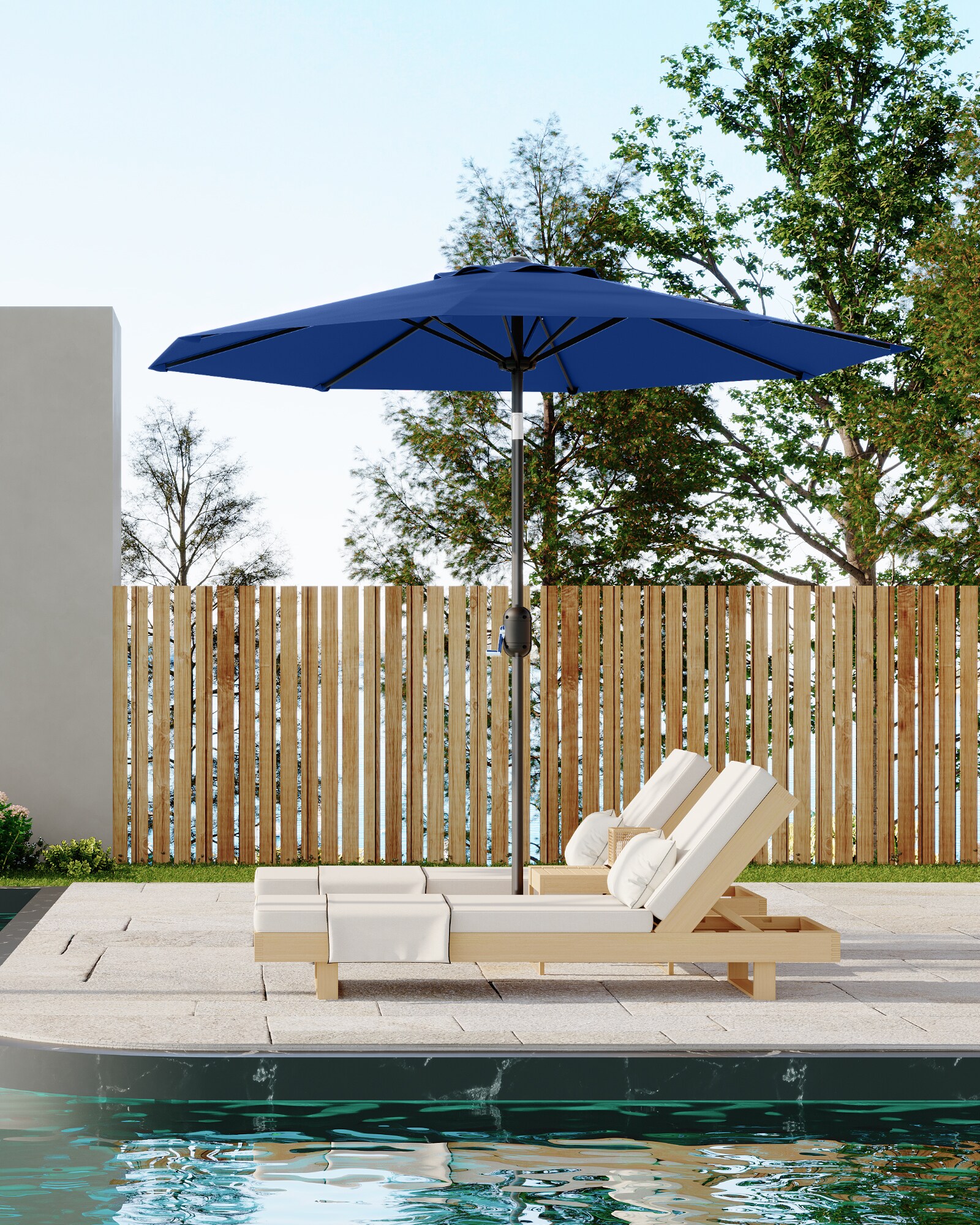Garvee 9 ft Powder Coated Aluminum and Iron Pole Patio Outdoor Umbrella ...