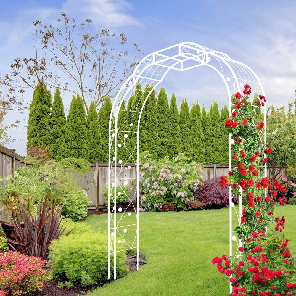 Rbied Garden Arbors 15.35-ft W x 98.43 H Arched White Steel Garden ...