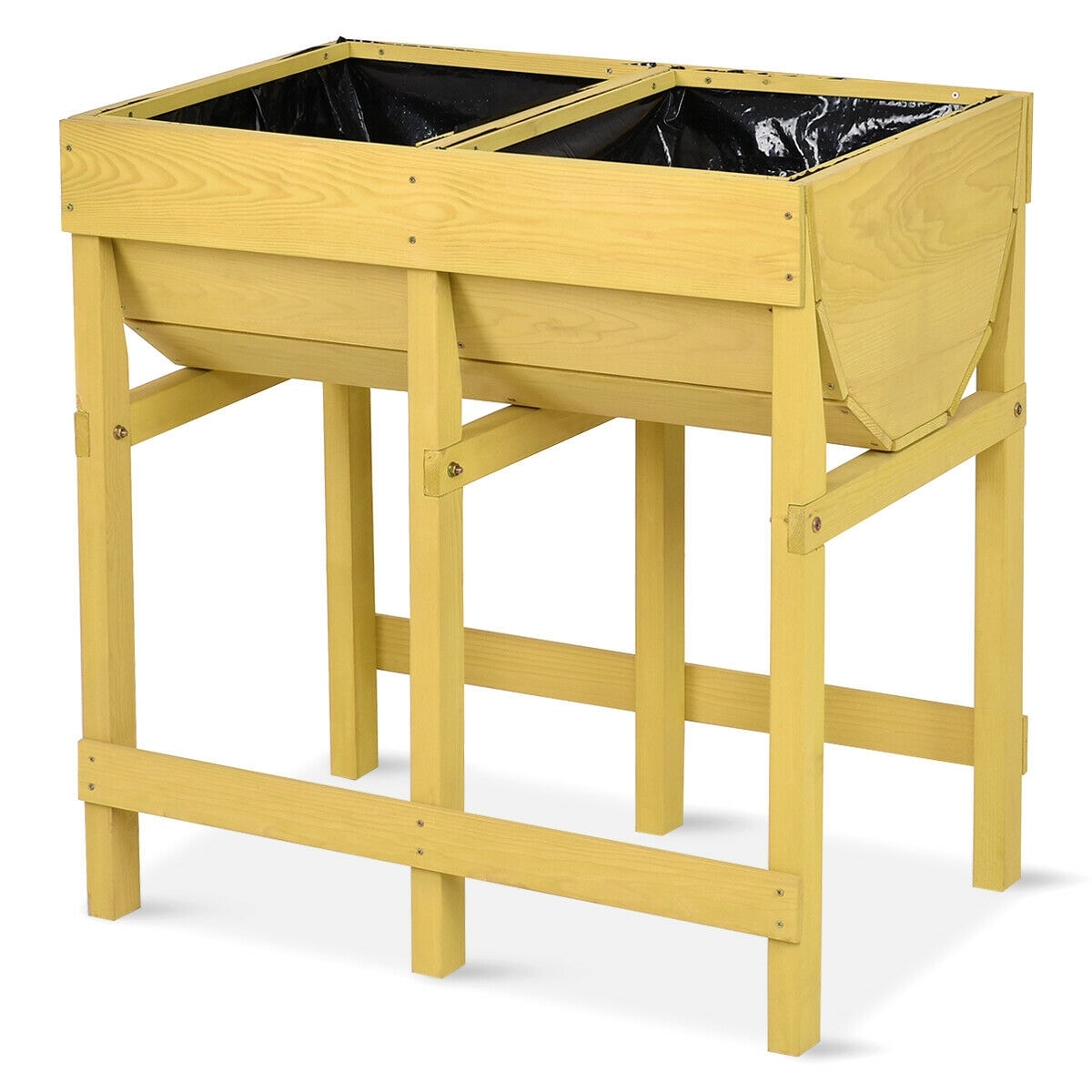 Slickblue V-Shaped 28-Inch Elevated Raised Garden Bed - Natural Finish ...