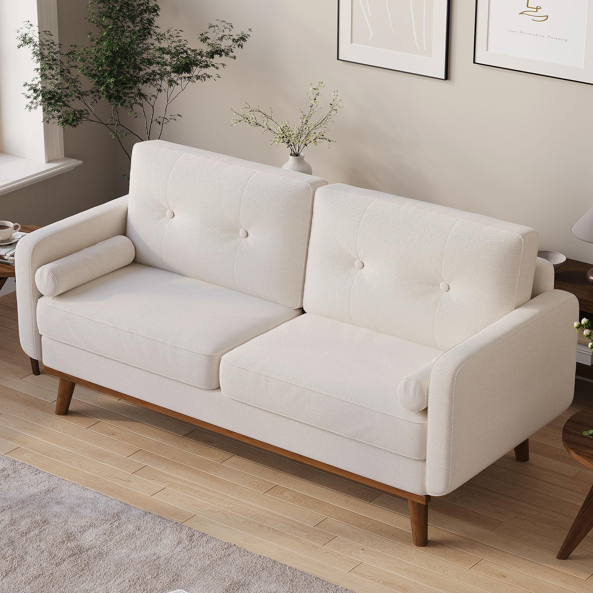Garvee 65 Inch Loveseat Sofa Mid Century Modern Couch Comfy Love Seat ...