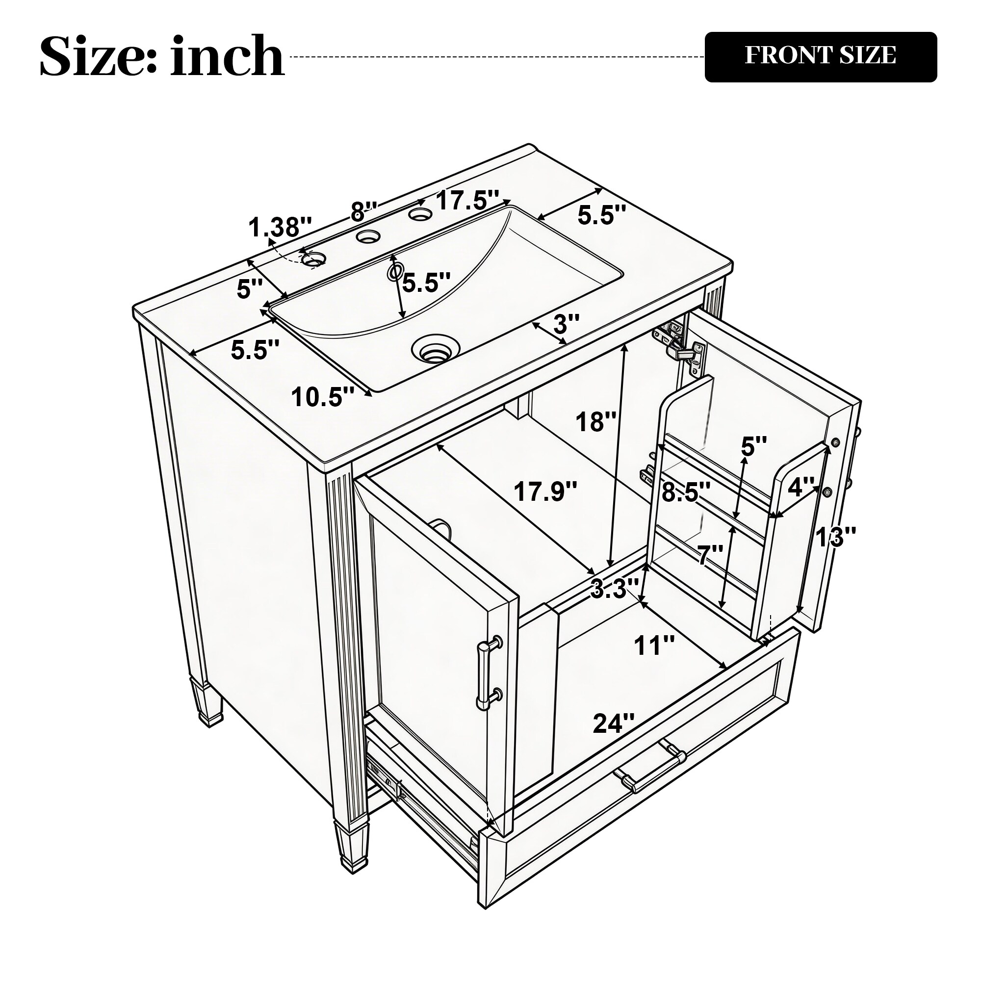 ModernLuxe Assembly Required 30inch Elegant Fluted Bathroom Vanity with ...
