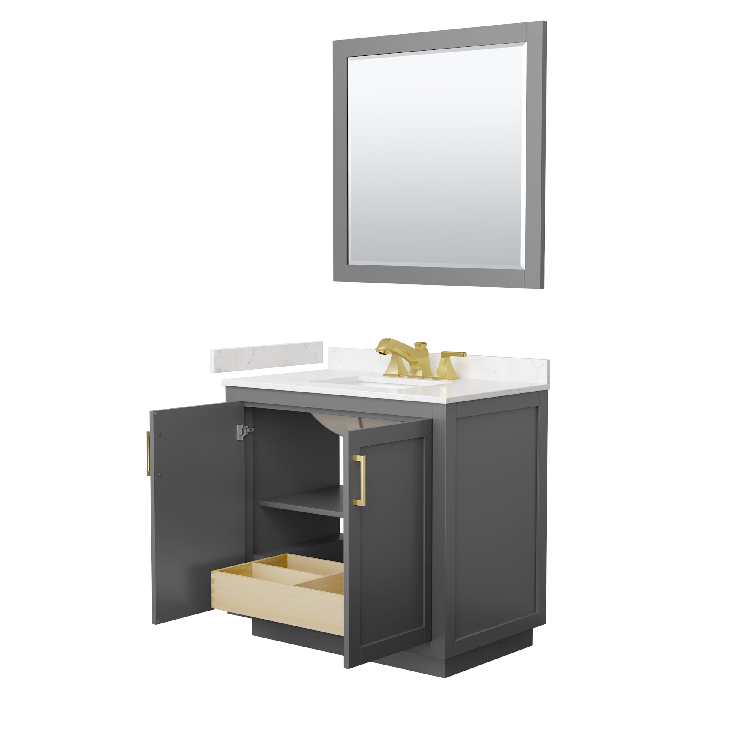 Wyndham Collection Miranda 36-in Dark Gray with Brushed Gold Trim ...