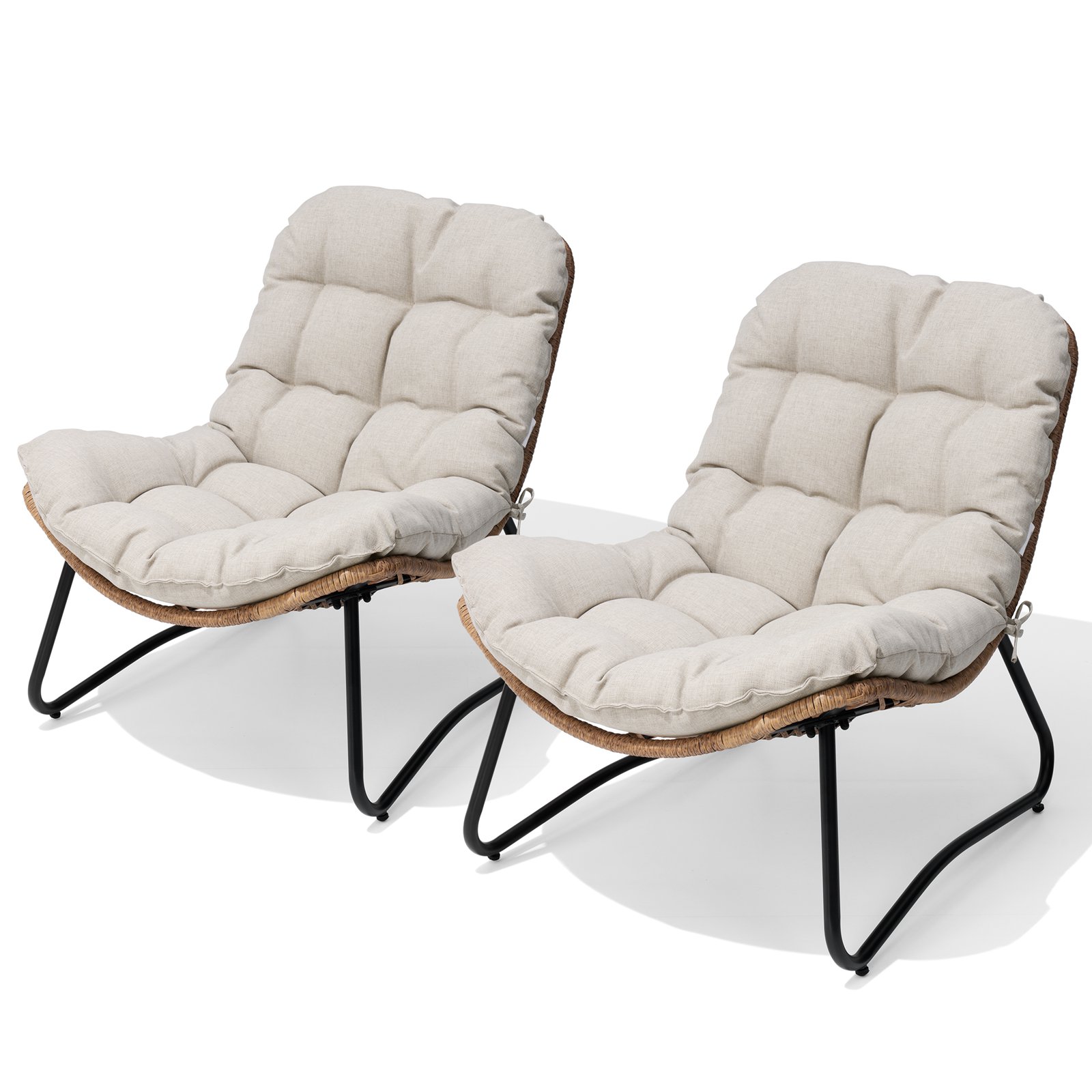 Crestlive Products 2 pc Patio Weaving rattan Love Seat Set of 2 Black ...