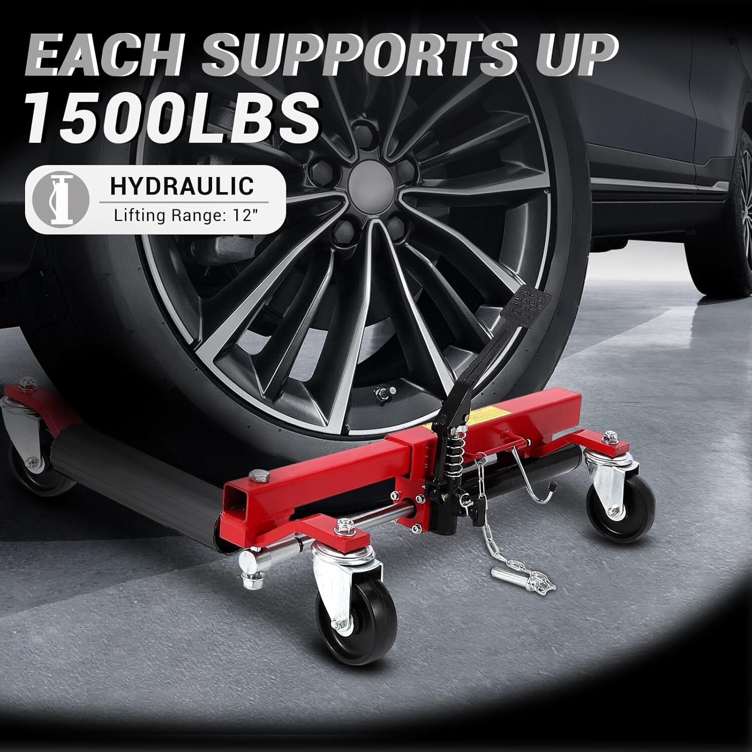 Garvee 3000LBS Wheel Dolly Jack Set of 2 Hydraulic Car Tire Dolly with ...
