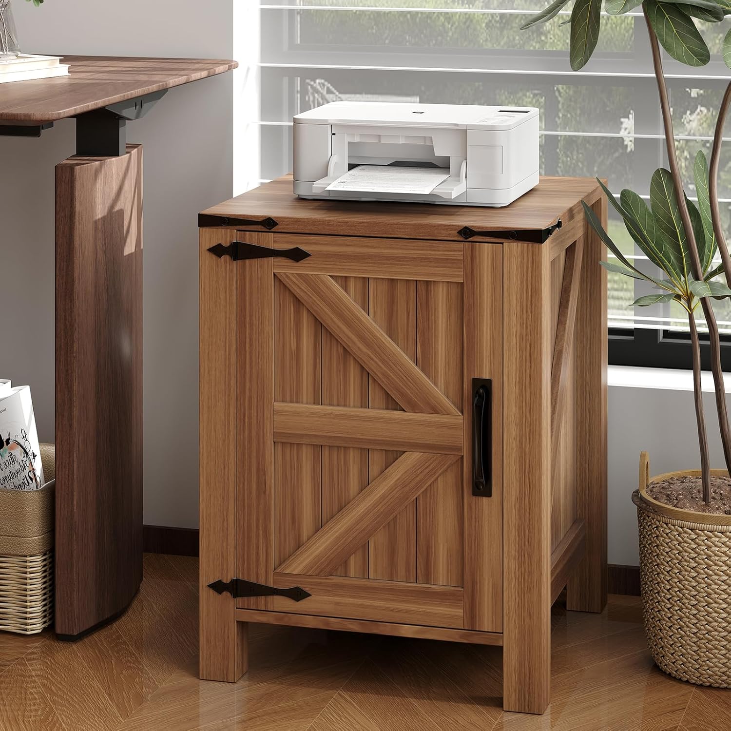 Garvee 2PCS Farmhouse Nightstand with USB Charging Station Rustic ...
