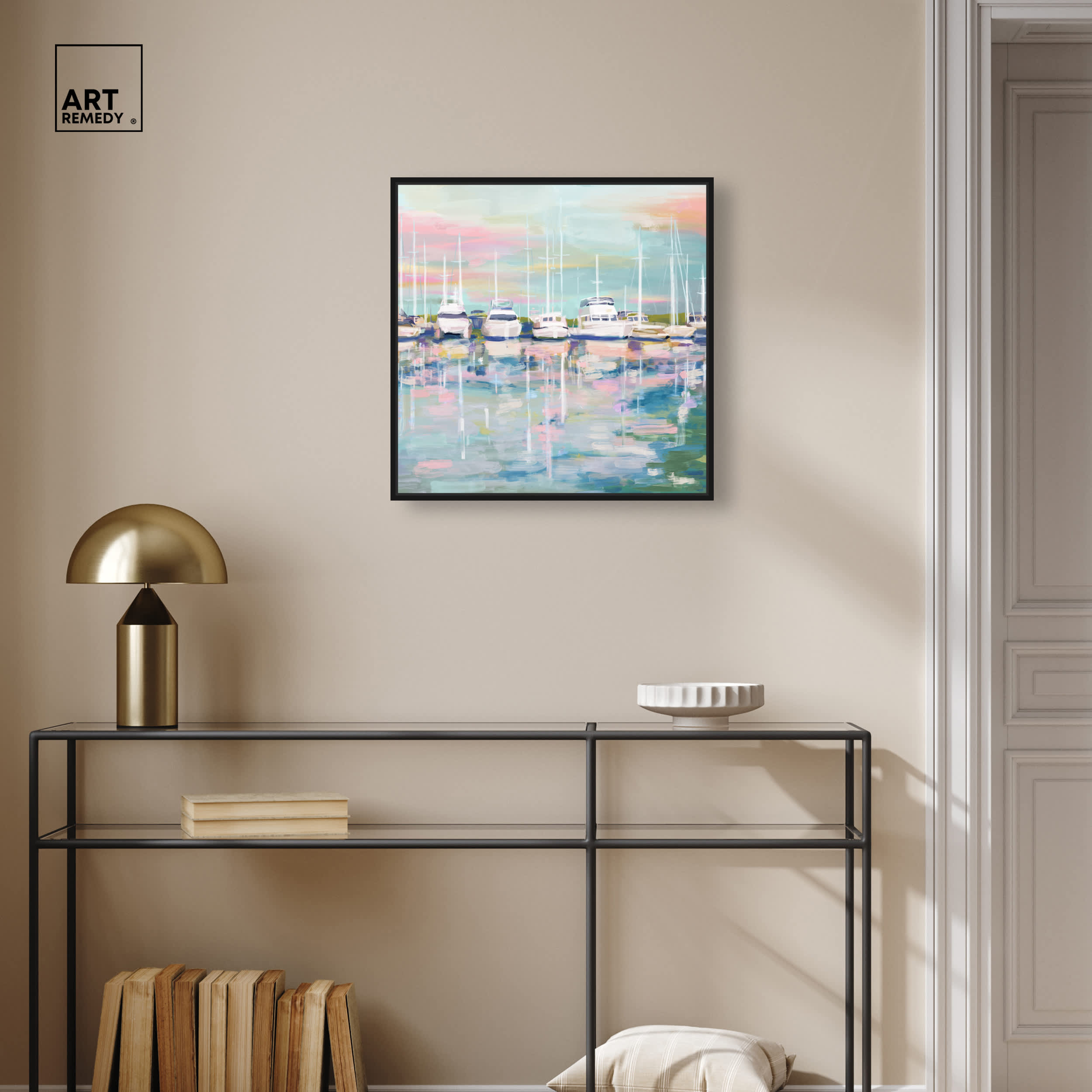 Art Remedy Coastal Dock Coastal Print by Black Frame 20 x 20 in the ...