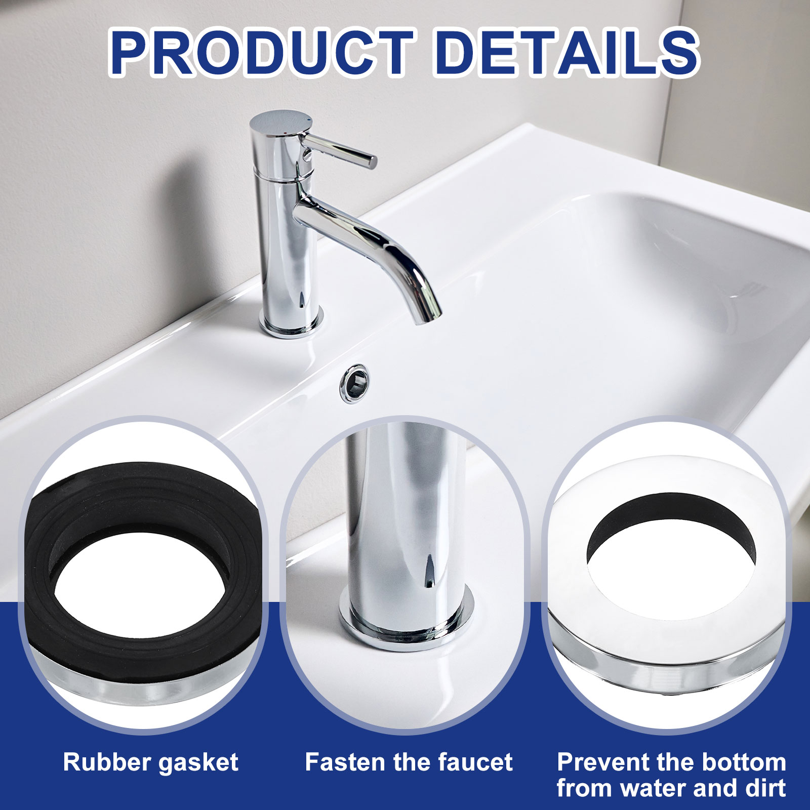 Unique Bargains 3pcs Faucet Base Rings 2.13 Inchx1.26 Inch(OD x ID ...
