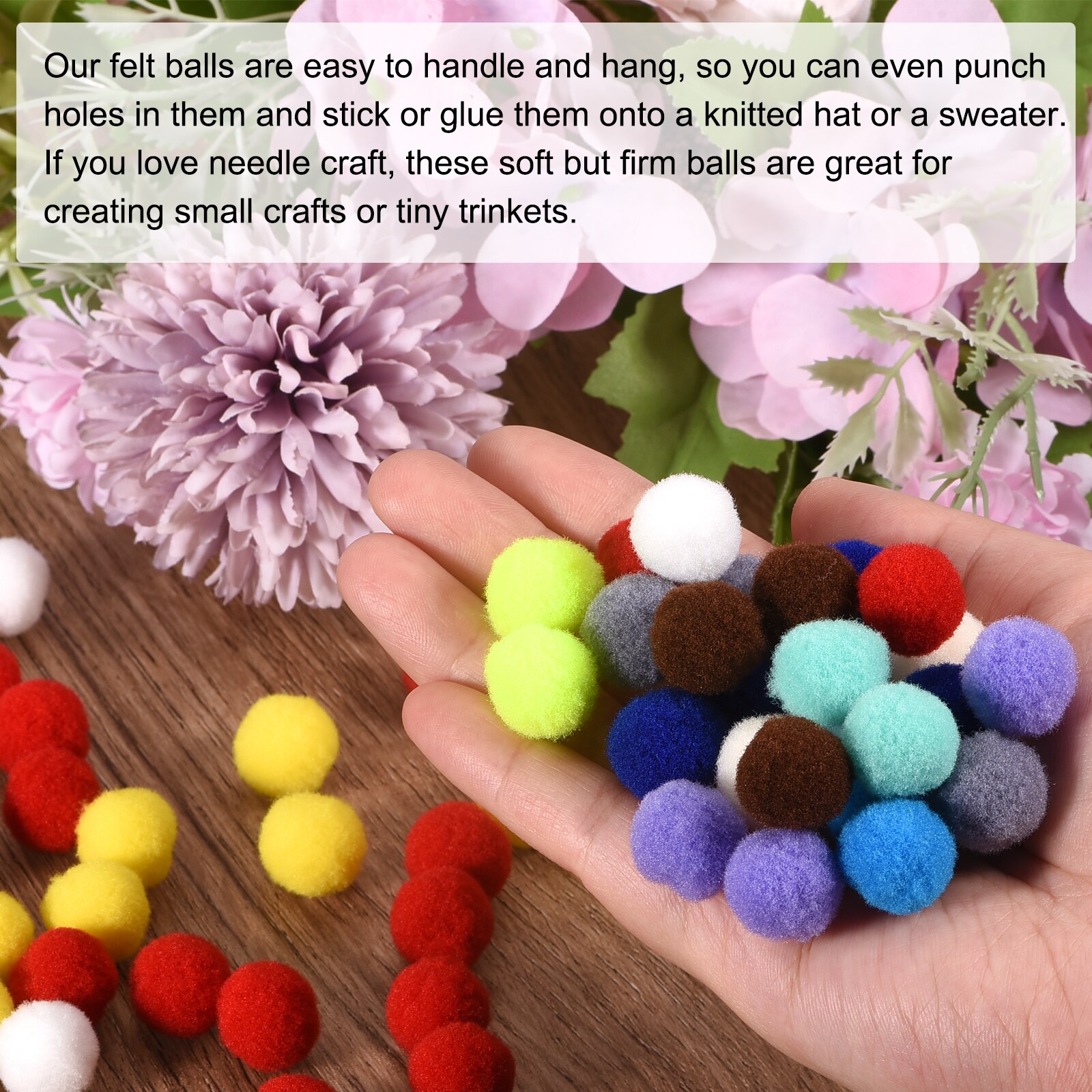 Unique Bargains 100pcs Pom Felt Balls Felting Fabric 2.5cm 25mm Dark ...