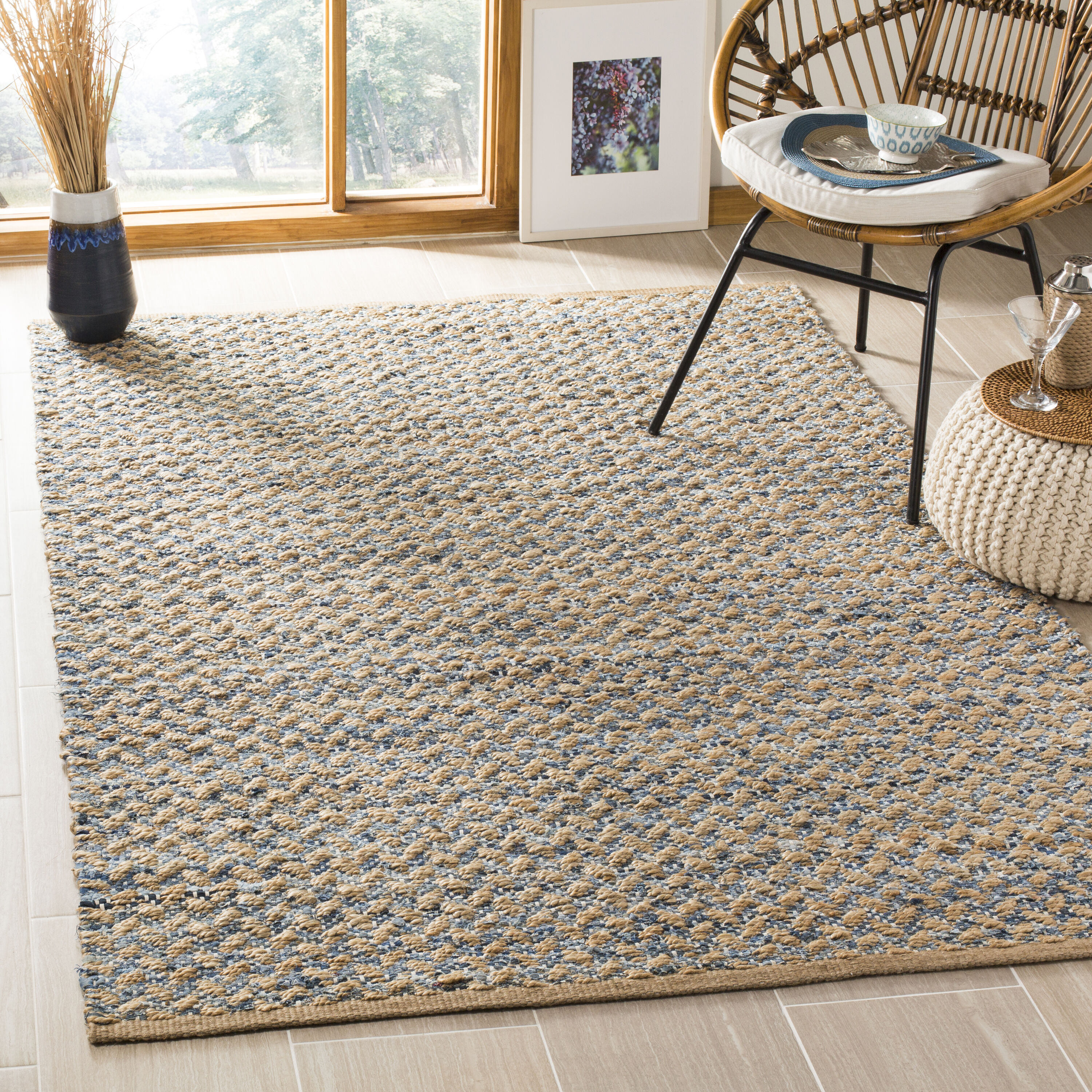 Safavieh Cape Cod 10 x 14 (ft) Knotted Jute Blue/Natural Rectangular ...