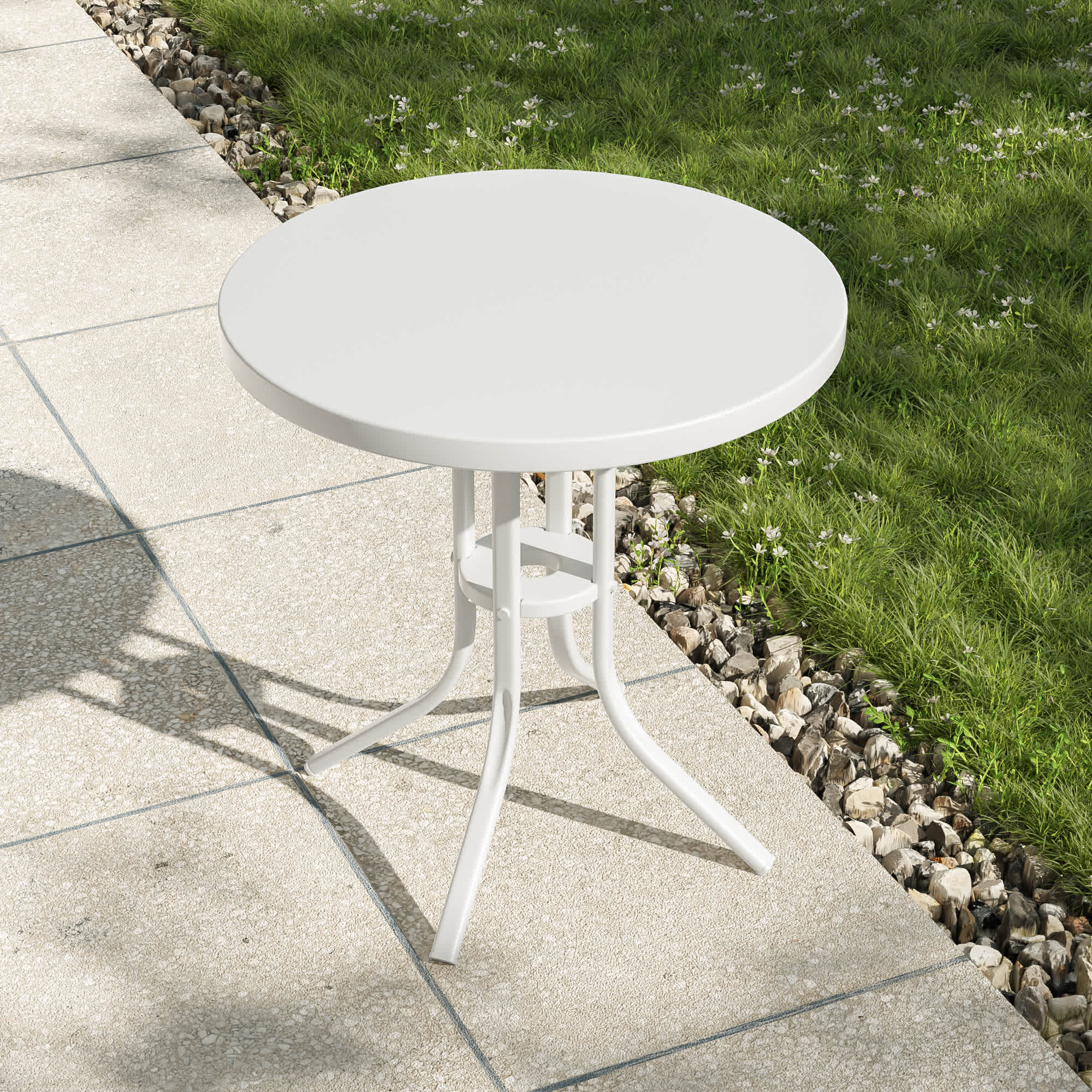 Aok Garden Patio 17 inch Side Table Weather Resistant Outdoor Round End ...