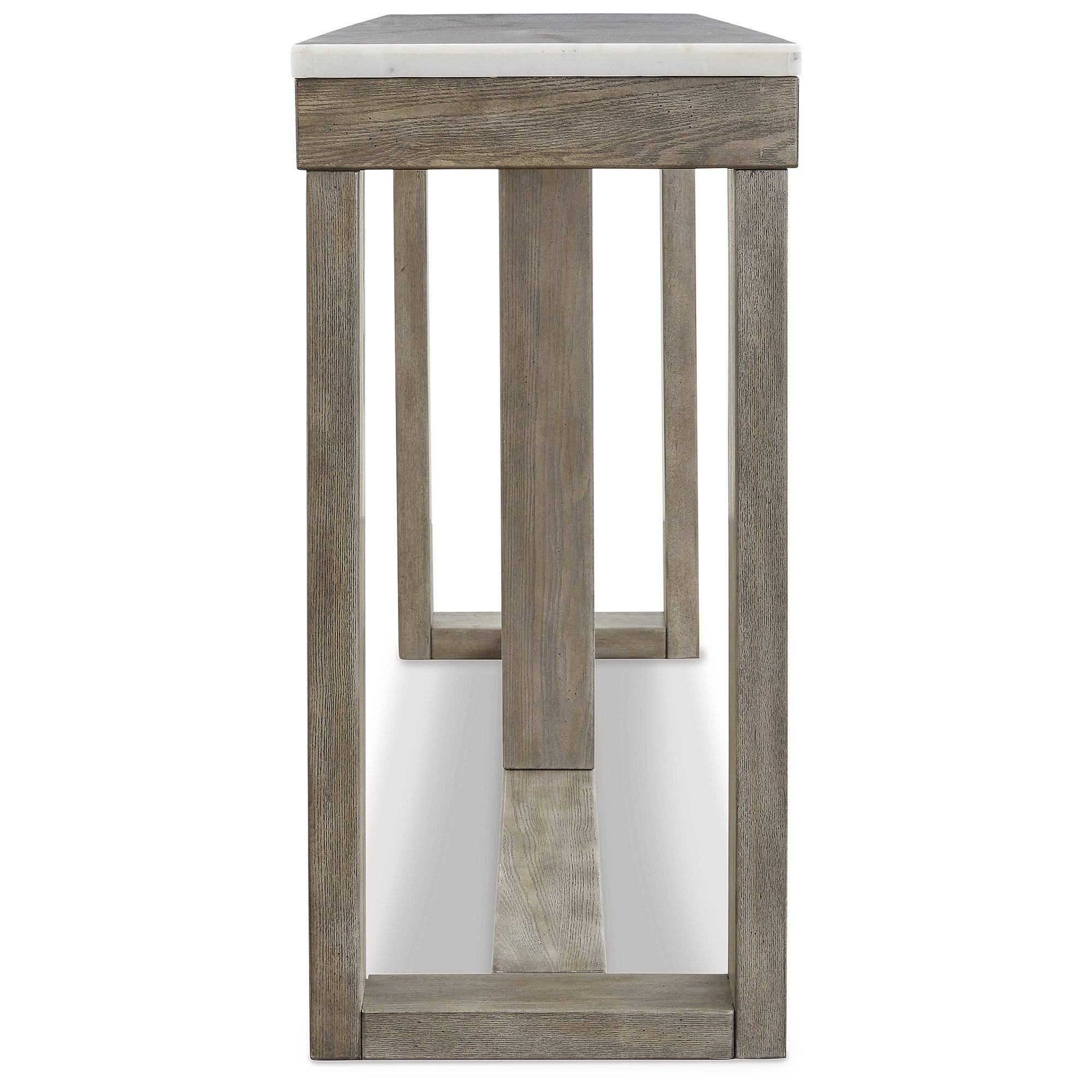 Signature Design by Ashley Loyaska Grayish Brown Wood and Natural Marble Sofa Console Table with ...