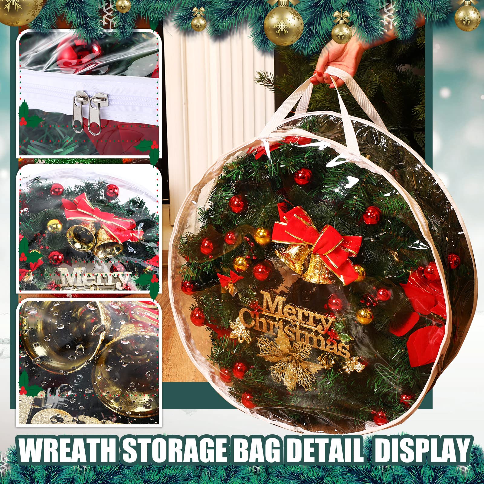 KIWDZFU 2 Piece Clear Christmas Wreath Storage Container 24 Inch ...
