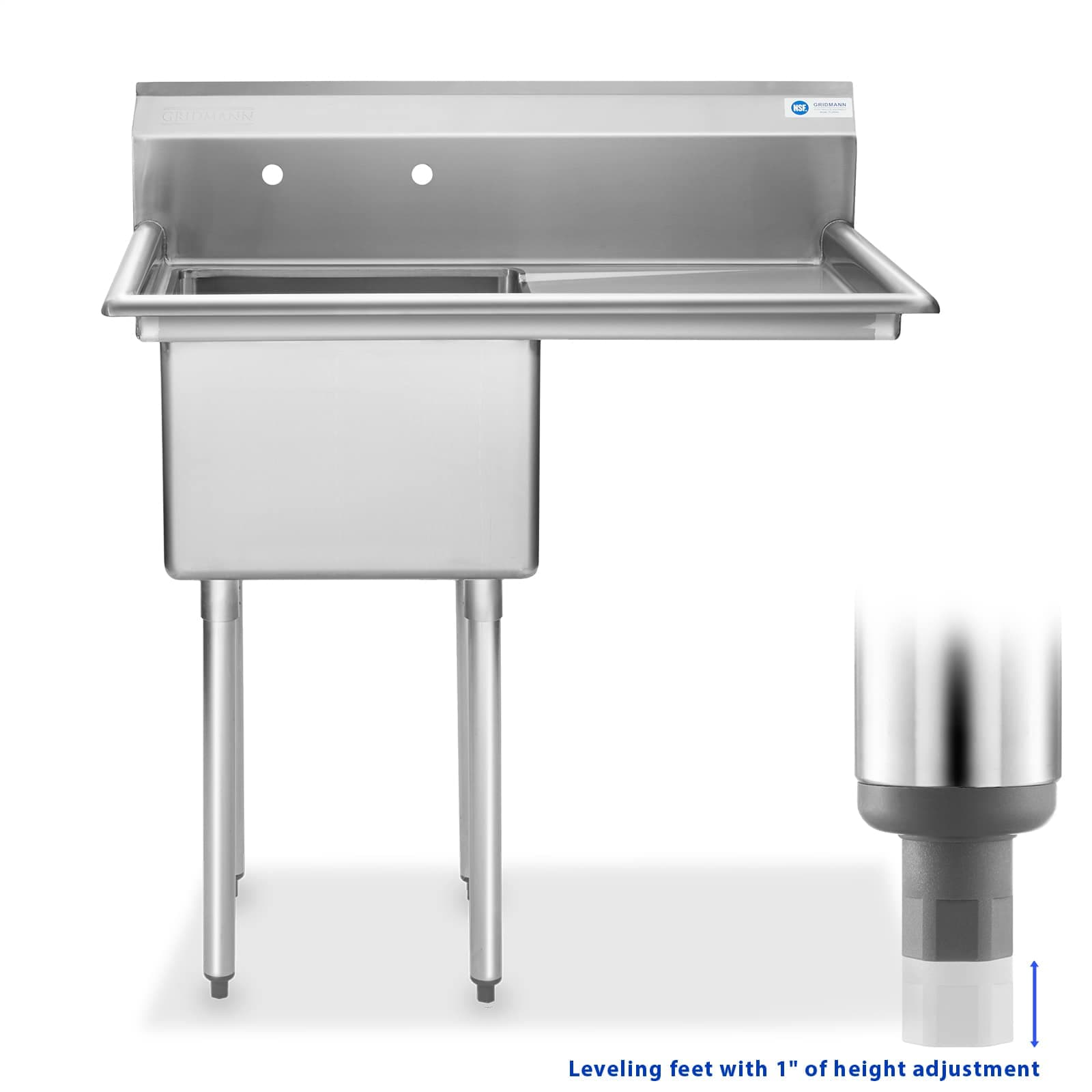 GRIDMANN 18-in Right Drainboard NSF Stainless Steel Sink in the Utility ...