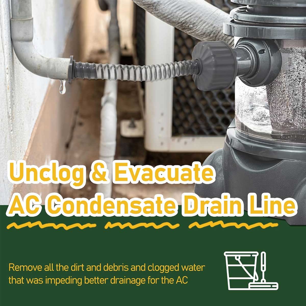 Aoibox AC Drain Lines Cleaner Tool Wet Vac Attachment For Unclogging ...