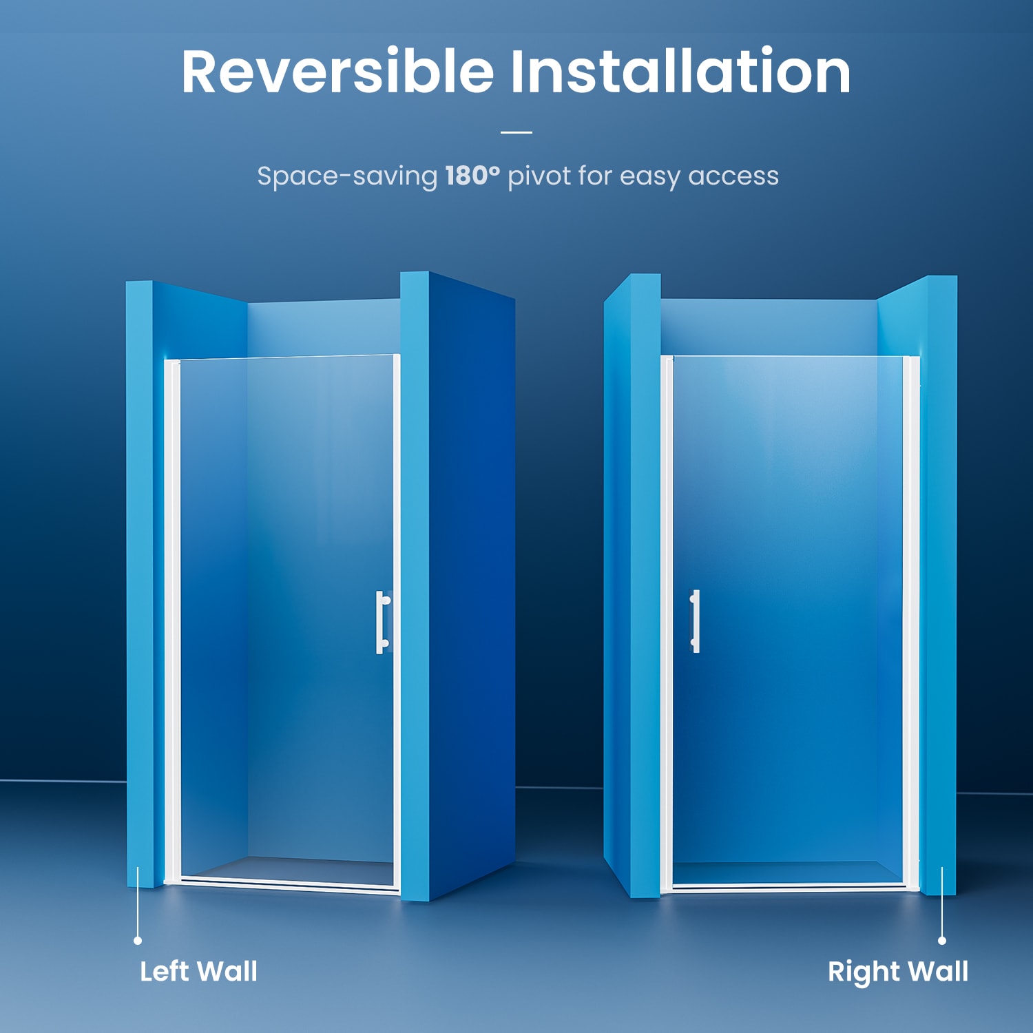Yuaris 30-31 in. W x 72 in. H Pivot Swing Frameless Shower Door with ...