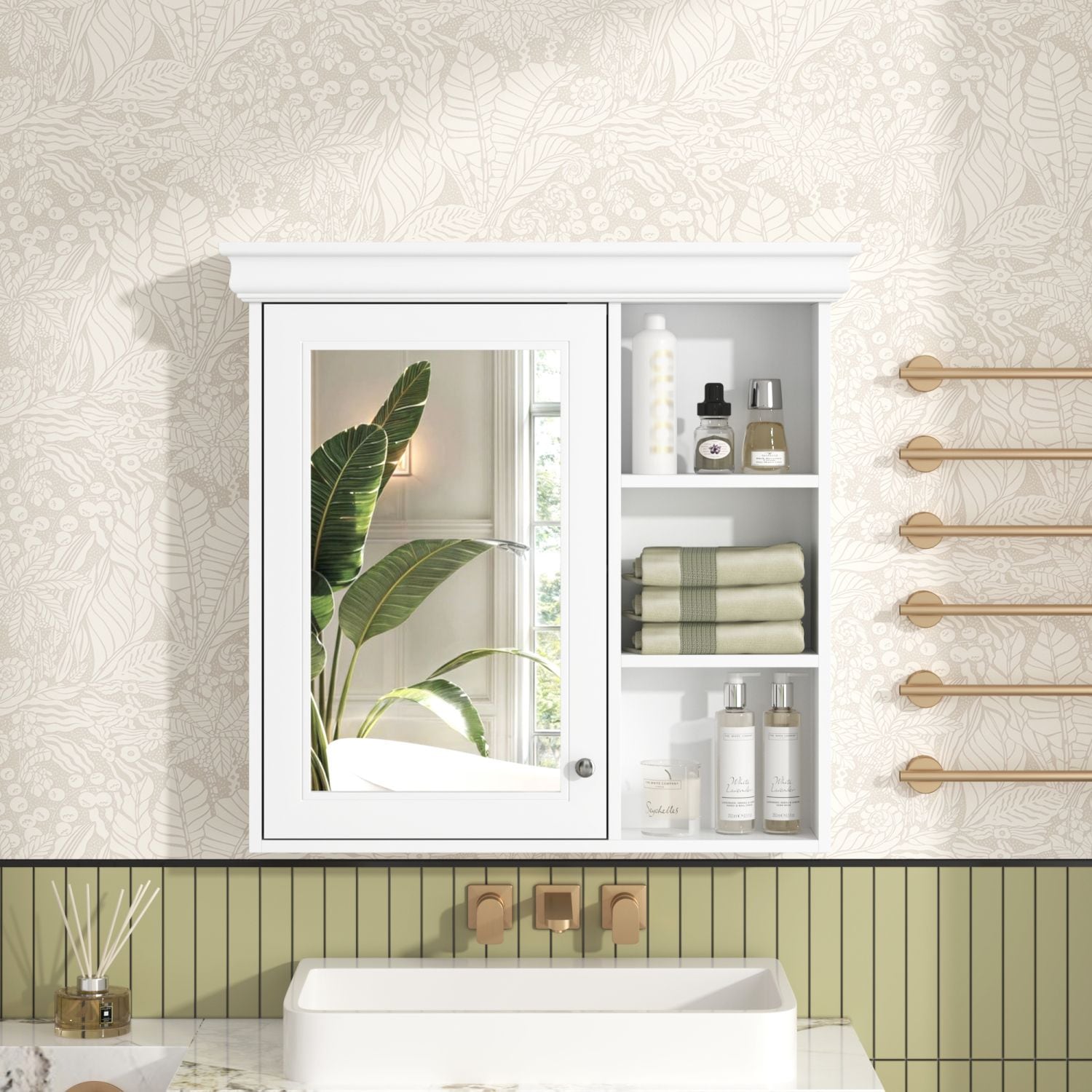 JUSHUA 30 inch x 28 inch Bathroom Medicine Cabinet with Mirror Wall ...