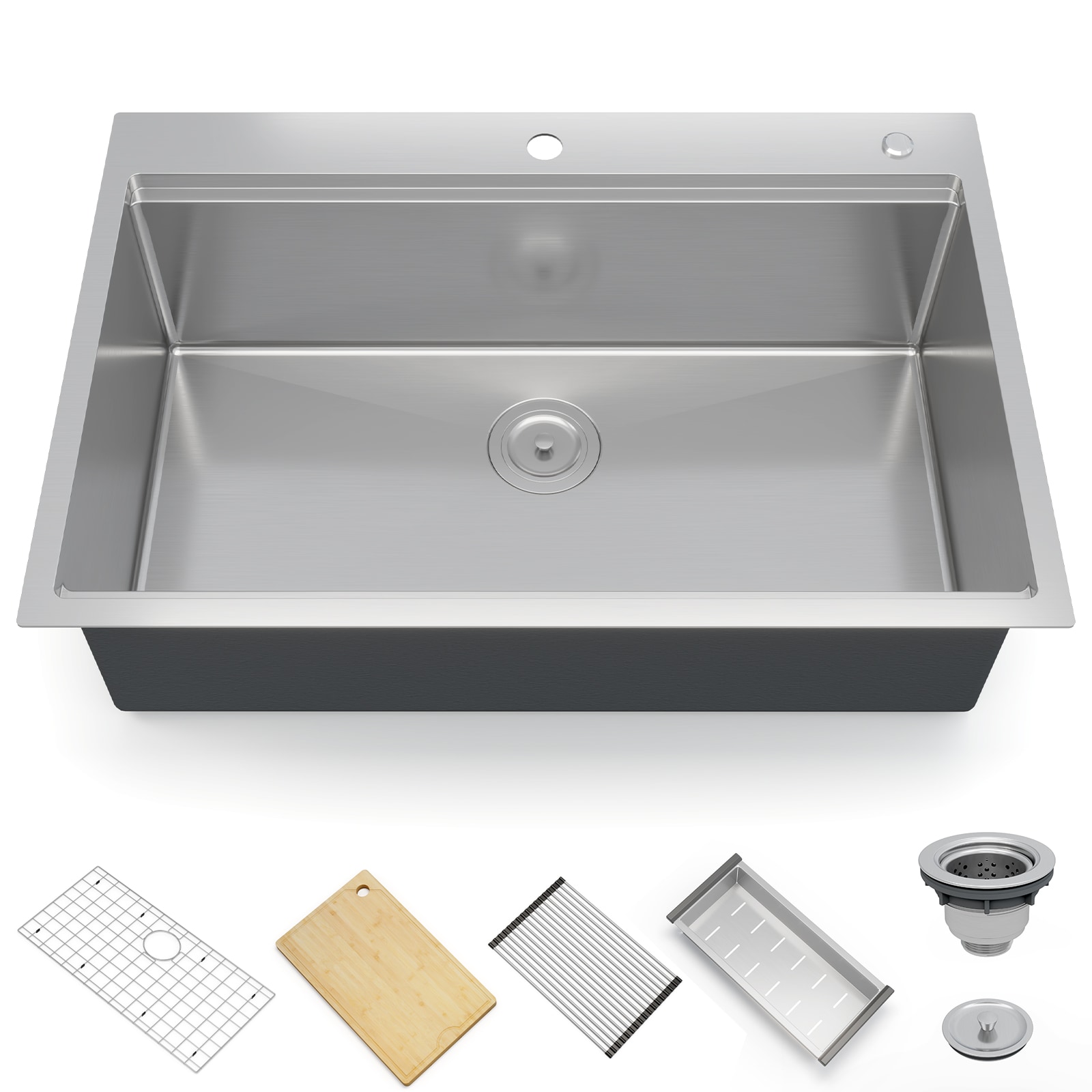 GarveeLife 33x22x10 Inch Drop In Workstation Kitchen Sink 304 Stainless ...