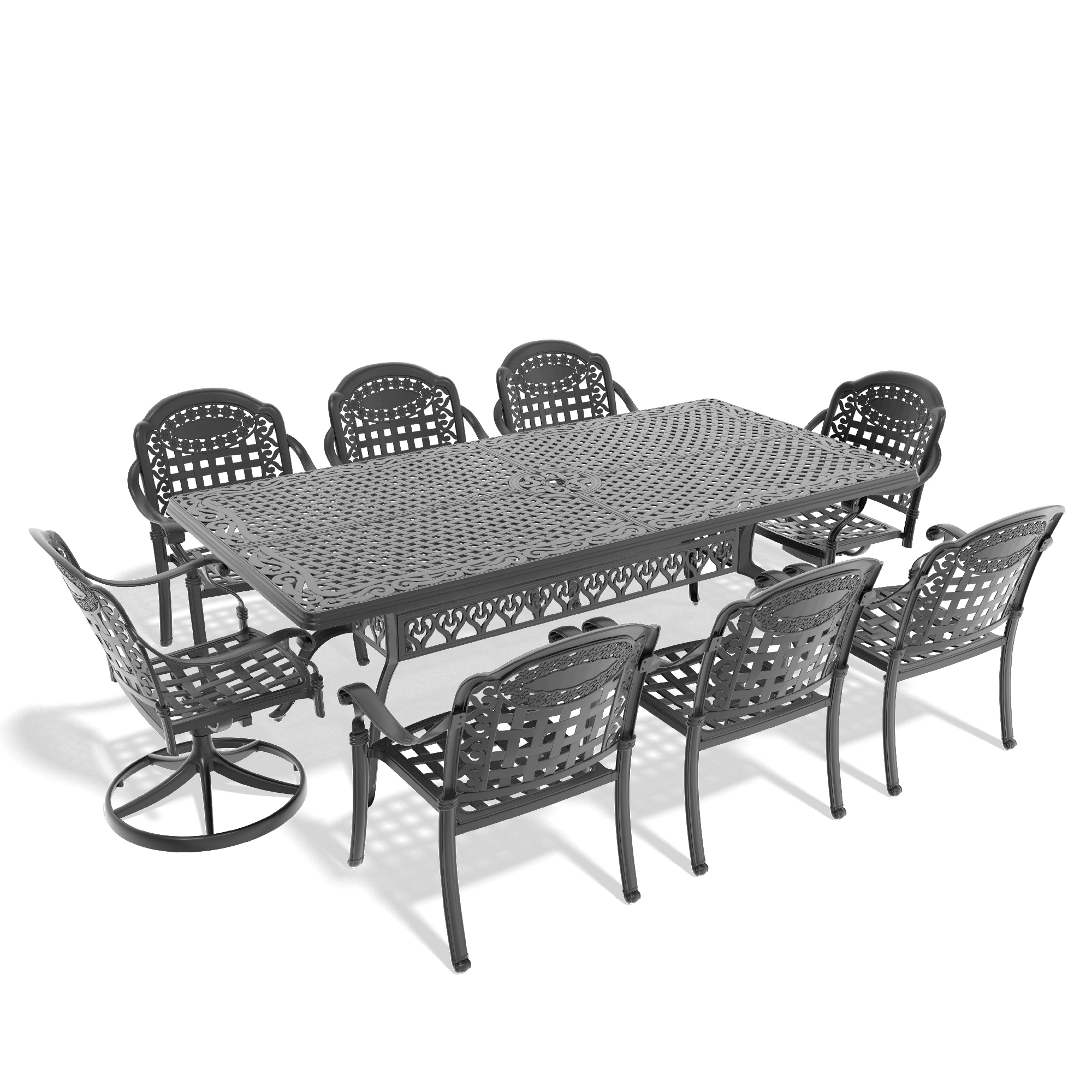 nicesure 9 -Piece Black Patio Dining Set Aluminum Rectangle Table with ...