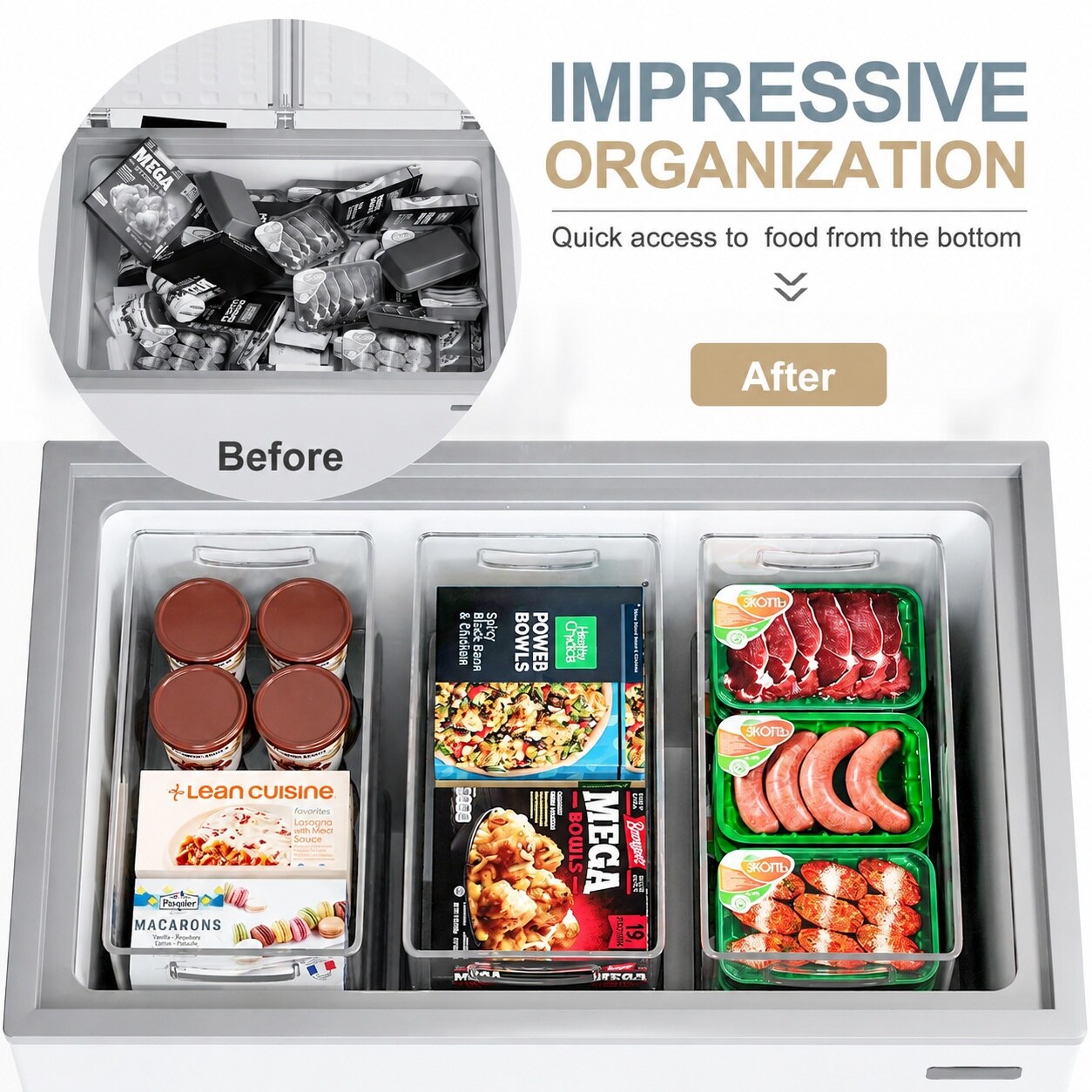Linder Group Inc Freezer organizer bins clear stackable storage ...